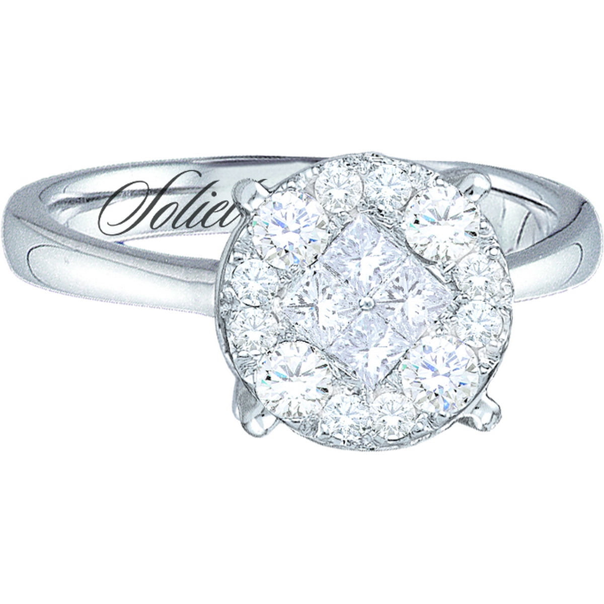 14kt White Gold Womens Princess Round Diamond Soleil Bridal Wedding