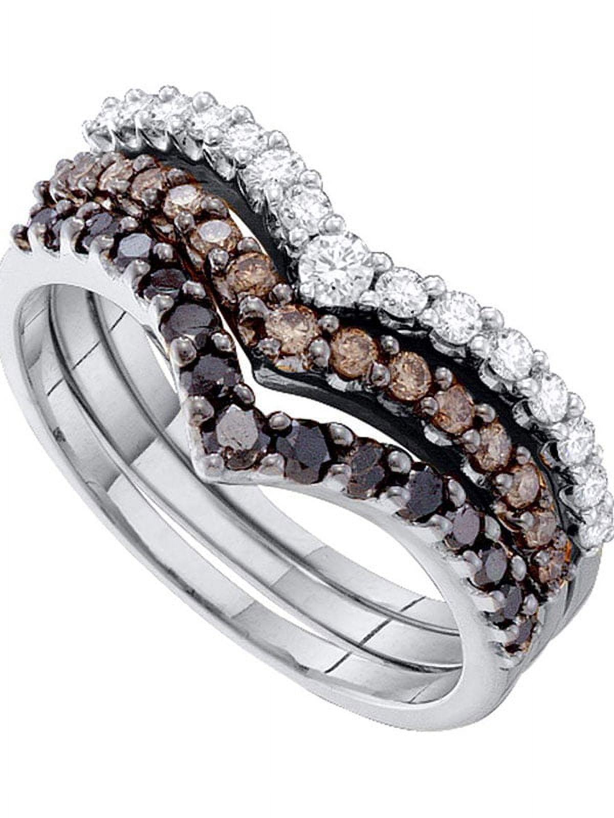 14kt White Gold Womens Round Black Color Enhanced Diamond Chevron ...