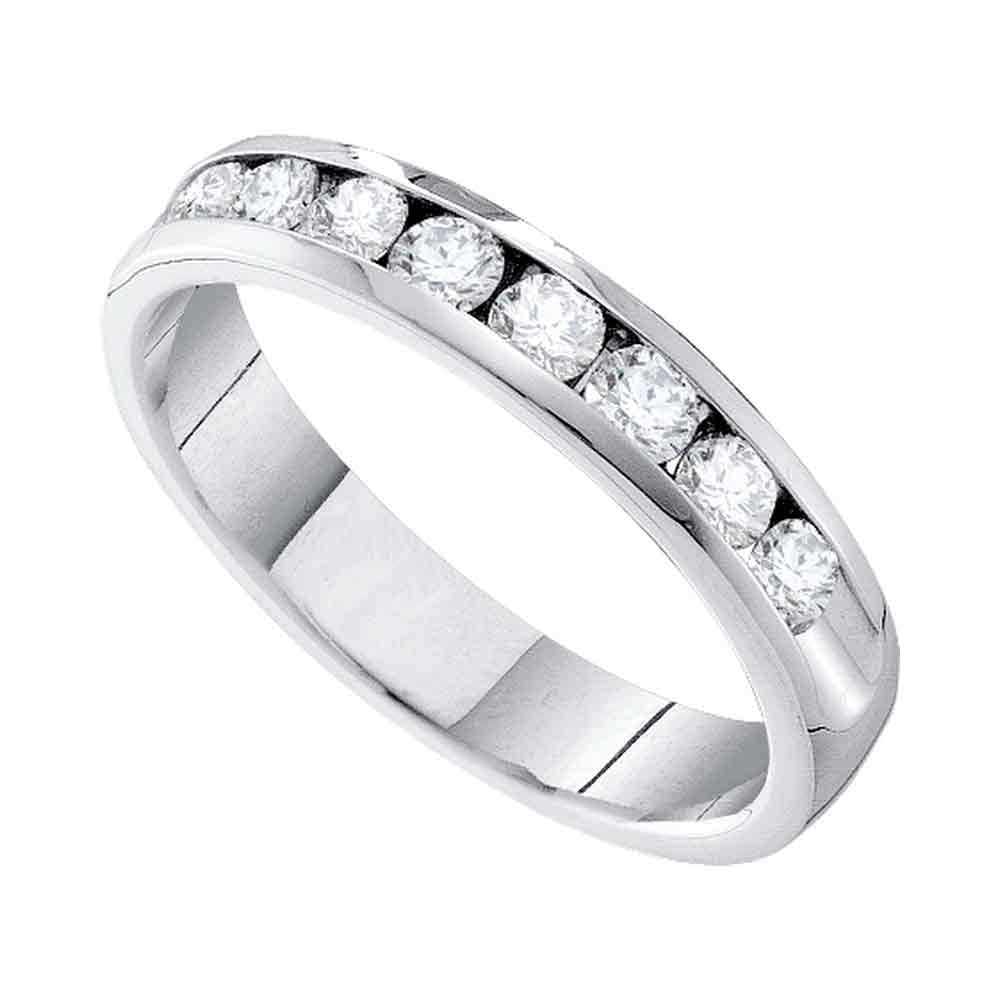 14kt White Gold Womens Round Channel-set Diamond Wedding Ring Band (.25 ...