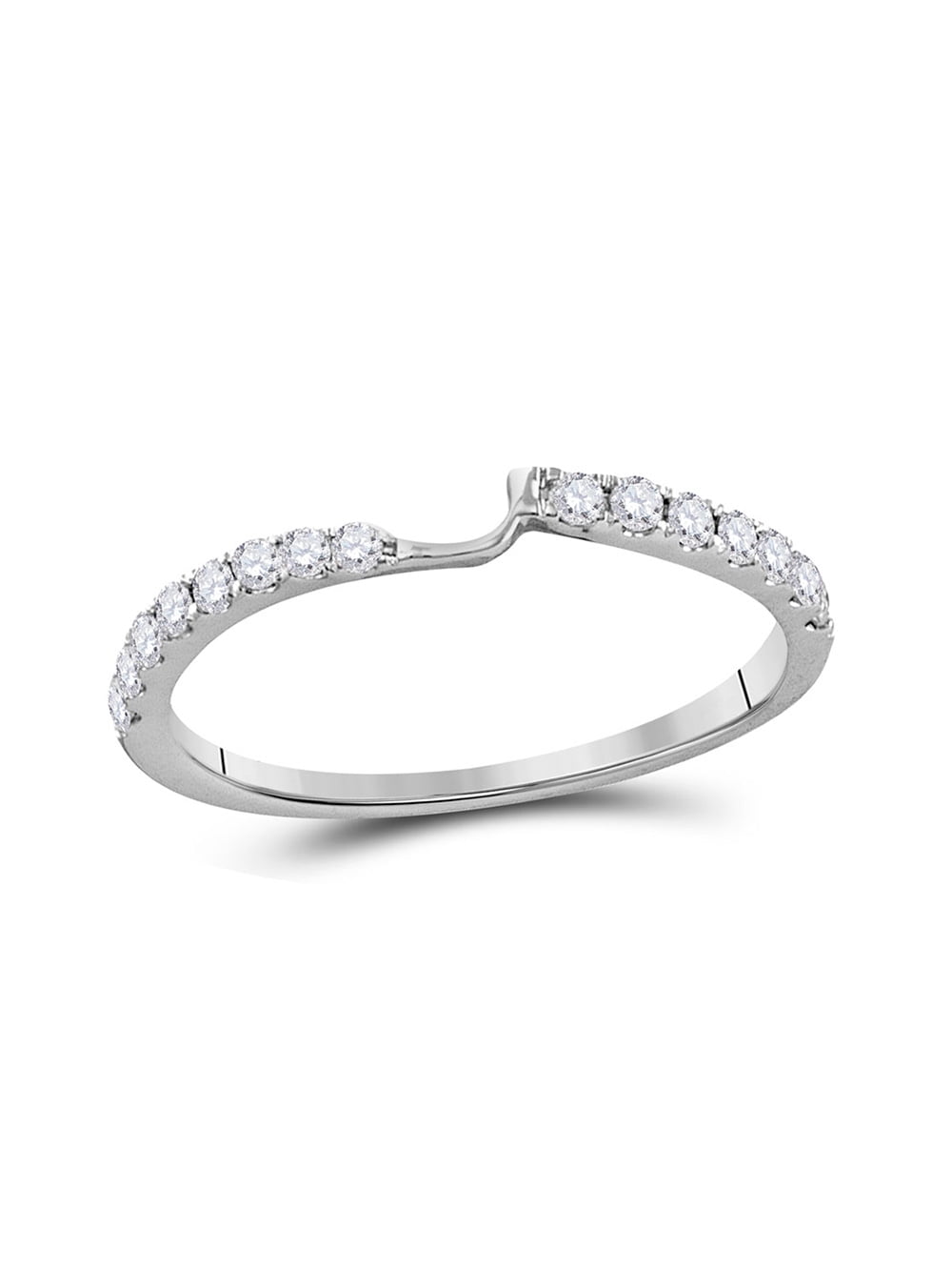 14kt White Gold Womens Round Diamond 2 Stone Wedding Band 1 4 Cttw