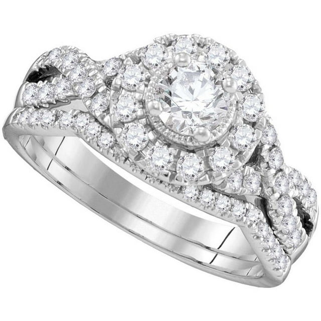 14kt White Gold Womens Round Diamond Bridal Wedding Engagement Ring
