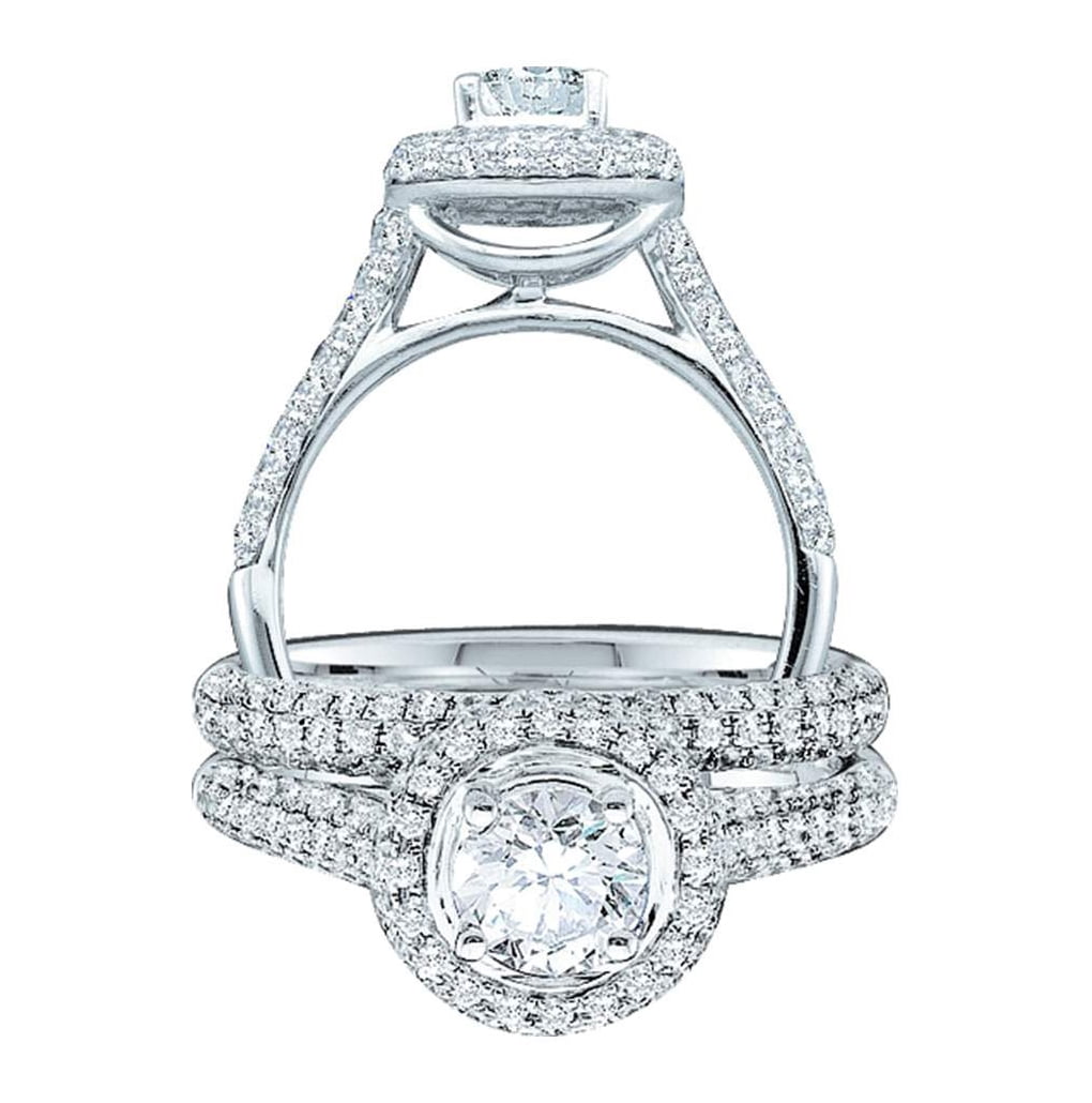 14kt White Gold Womens Round Diamond Bridal Wedding Engagement Ring ...