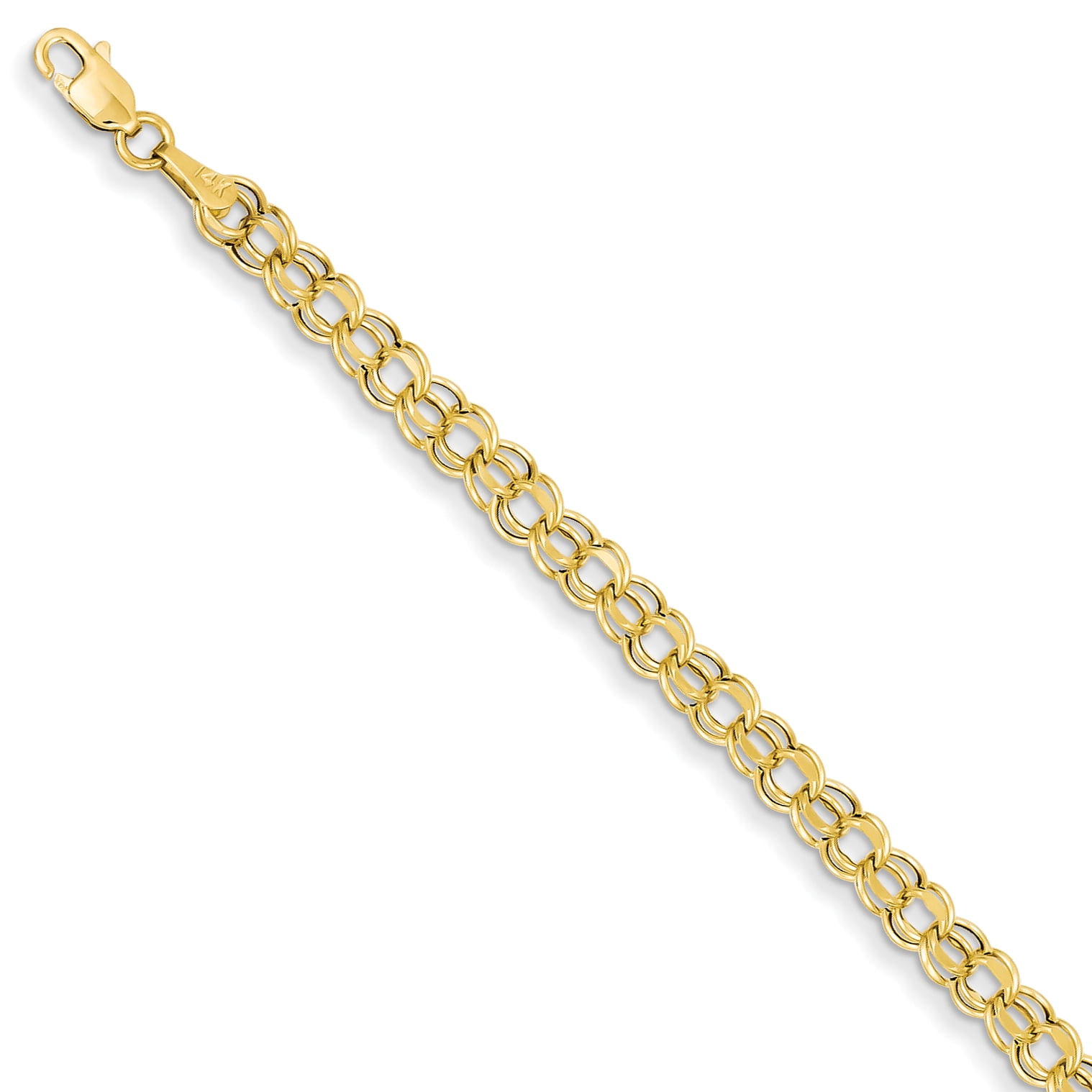 14kt Yellow Gold 8 Inch 4.5mm Double Link Charm Bracelet Fine Jewelry ...