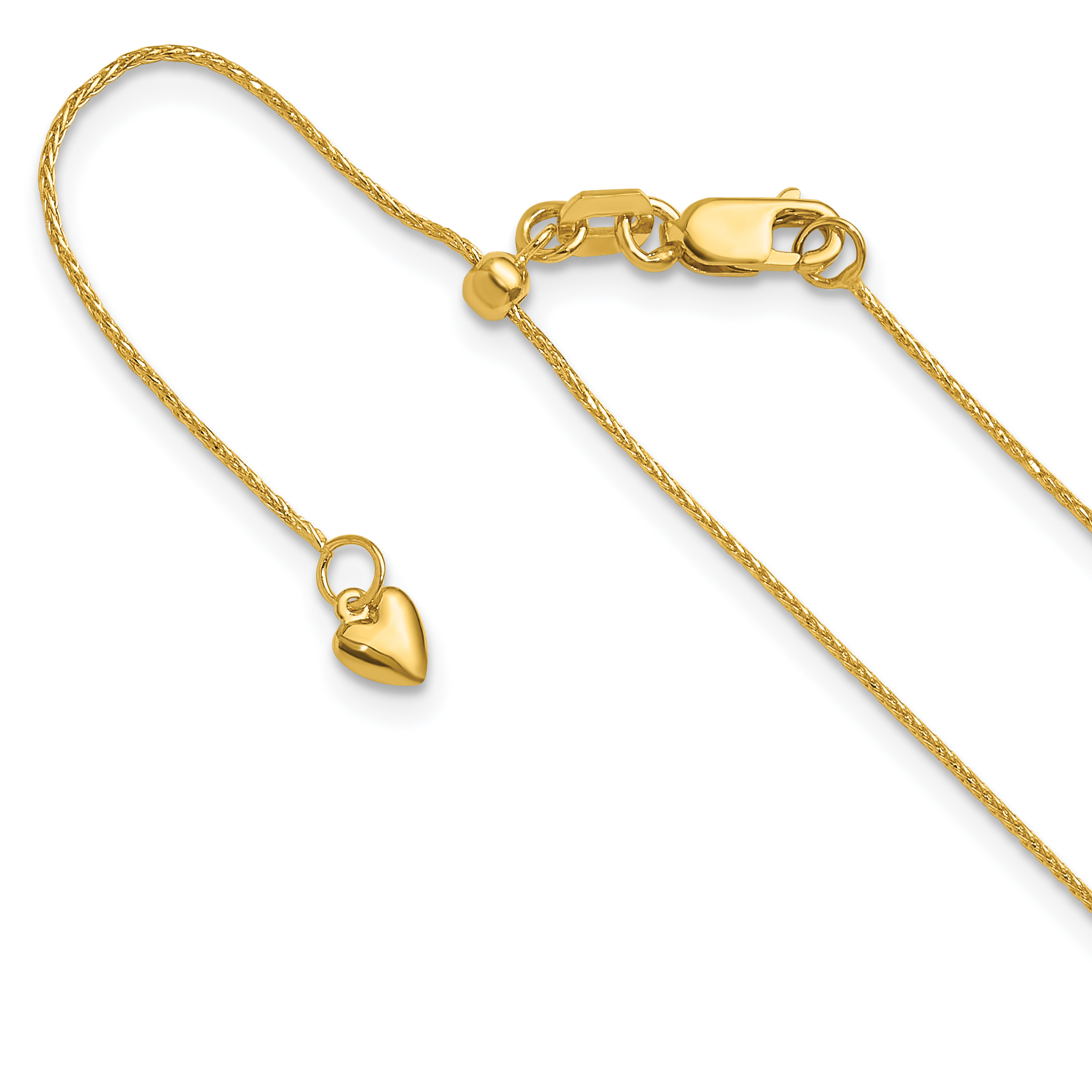 14kt Yellow Gold Adjustable .8mm Link Wheat Chain Necklace 22 Inch ...