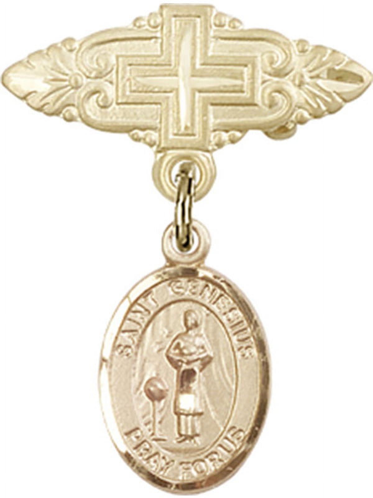 14kt Yellow Gold Baby Badge with St. Genesius of Rome Charm and Badge ...
