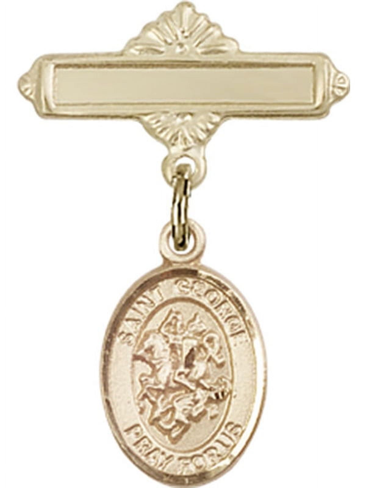 14kt Yellow Gold Baby Badge with St. George Charm and Polished Badge ...