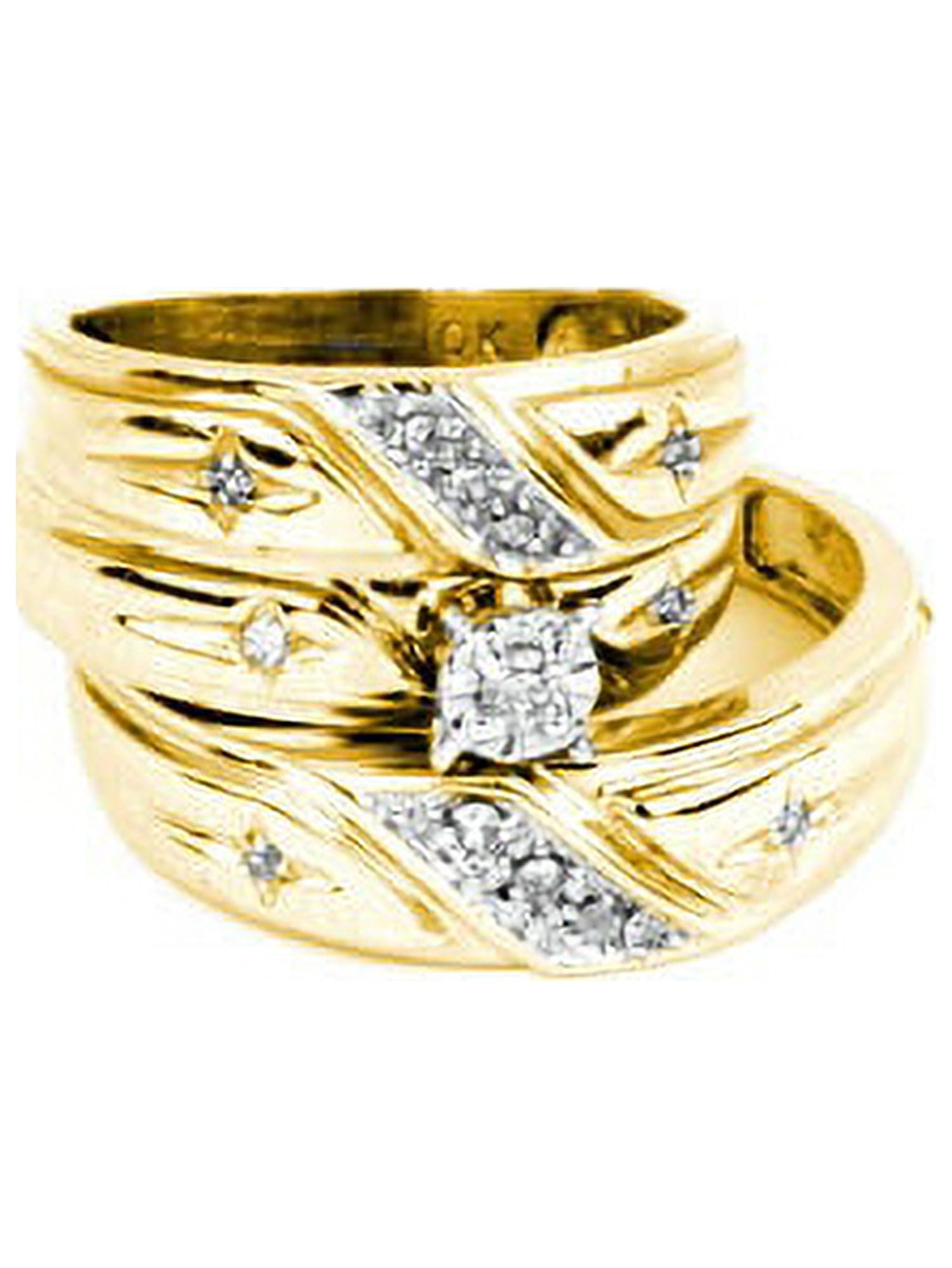 14kt Yellow Gold His & Hers Diamond Solitaire Bridal Wedding Ring Set 1 ...