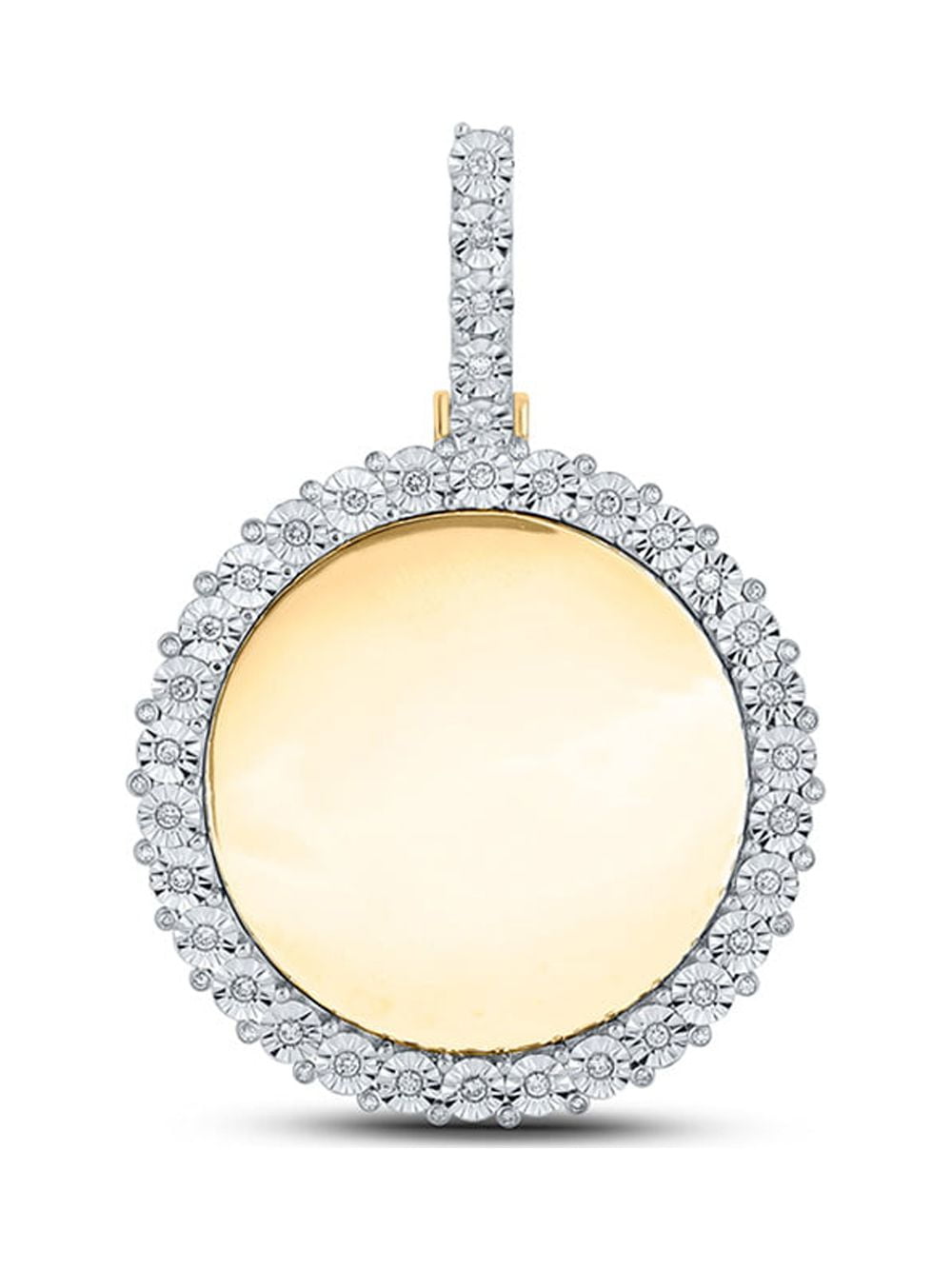 14kt Yellow Gold Mens Round Diamond Memory Circle Charm Pendant 5/8 ...