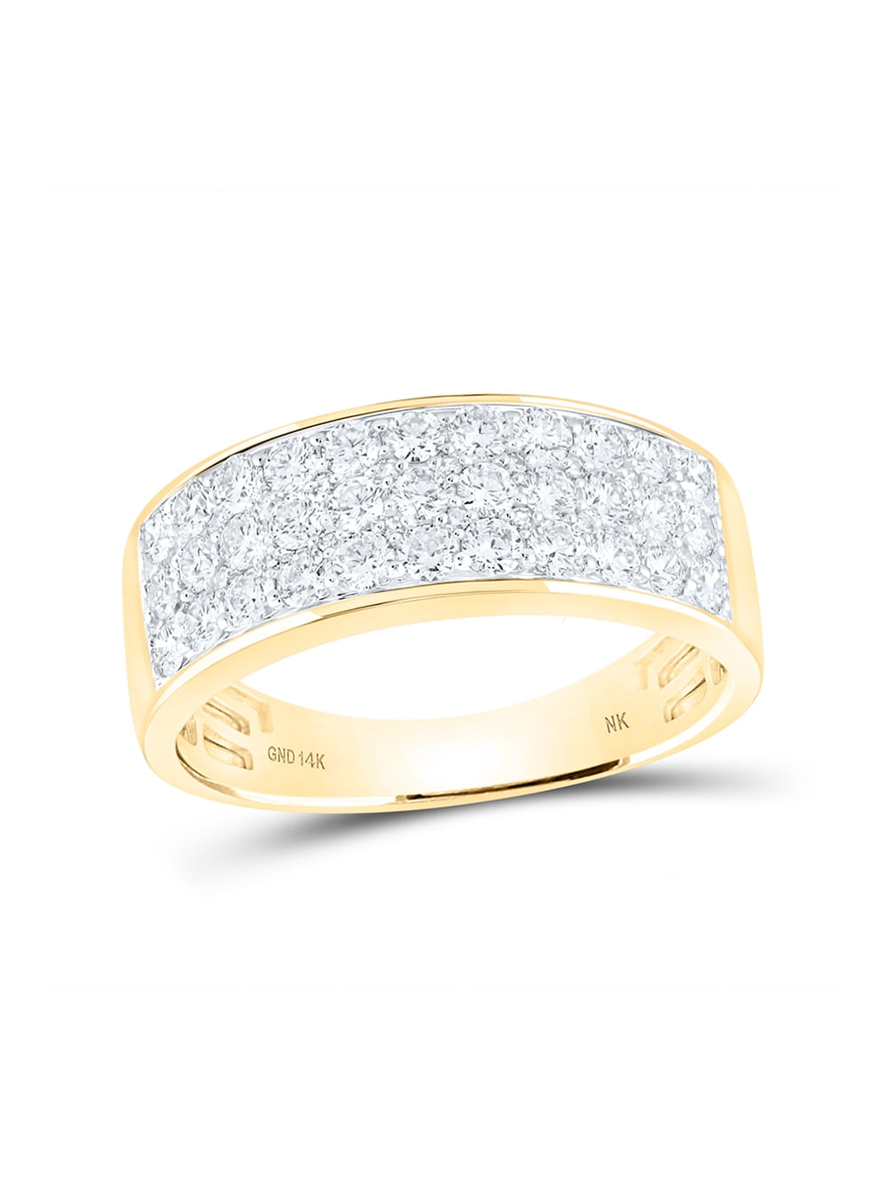14kt Yellow Gold Mens Round Diamond Pave Band Ring 1-3/8 Cttw - Walmart.com