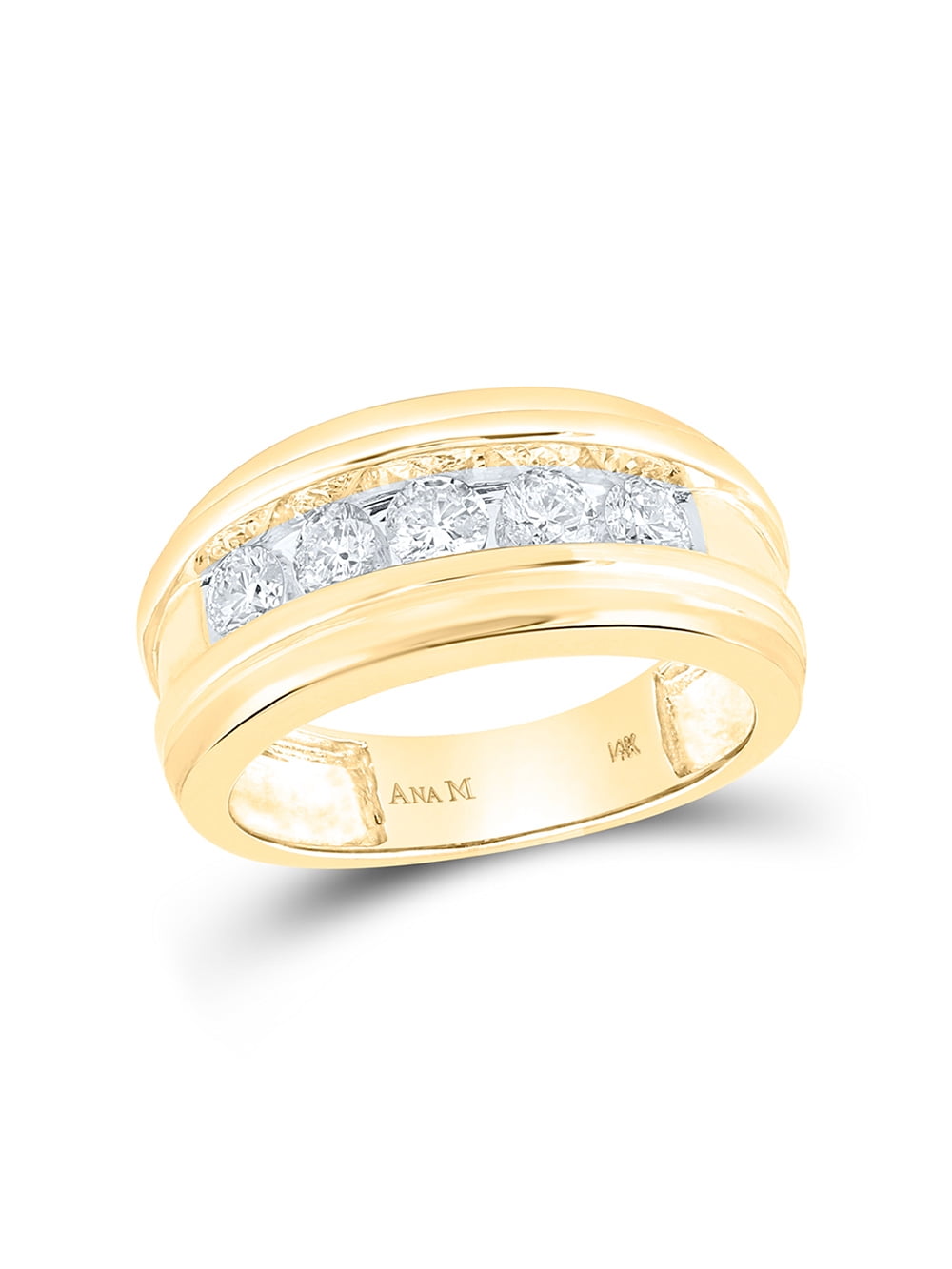 14kt Yellow Gold Mens Round Diamond Wedding Channel Set Band Ring 1 ...