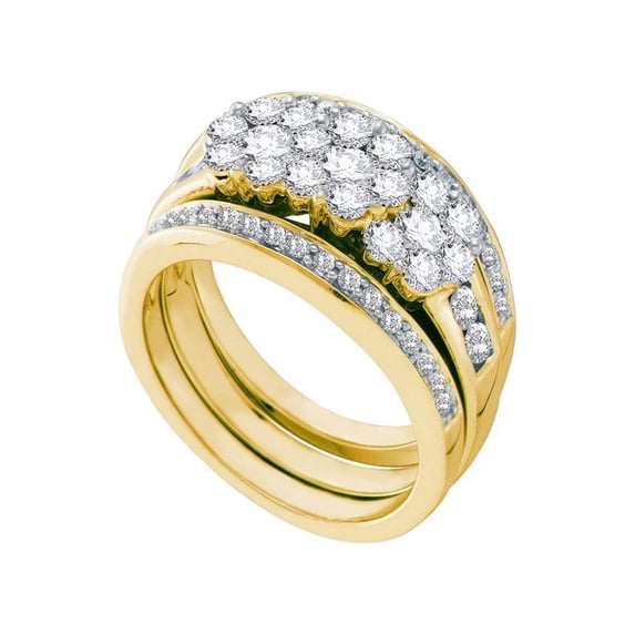 14kt Yellow Gold Round Diamond Bridal Wedding Ring Band Set 1-1/2 Cttw ...
