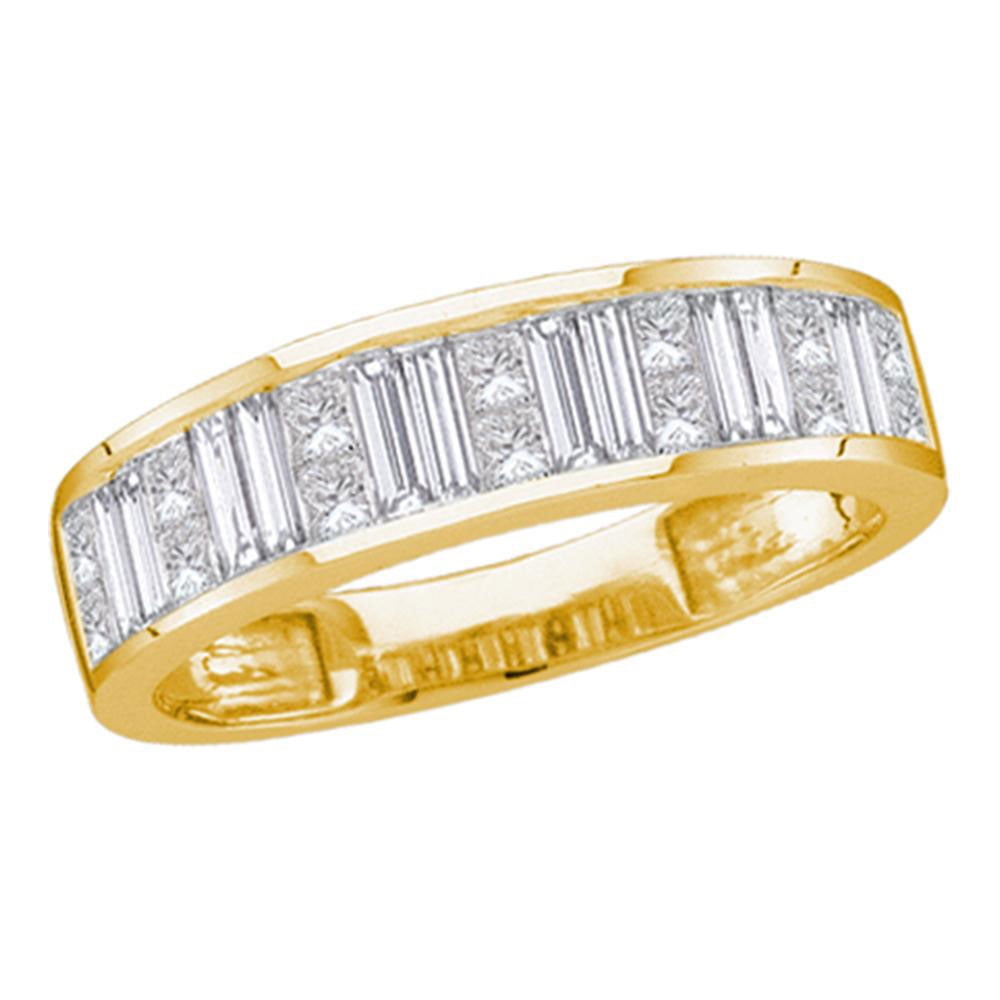 14kt Yellow Gold Womens Princess Baguette Channel-set Diamond Wedding ...