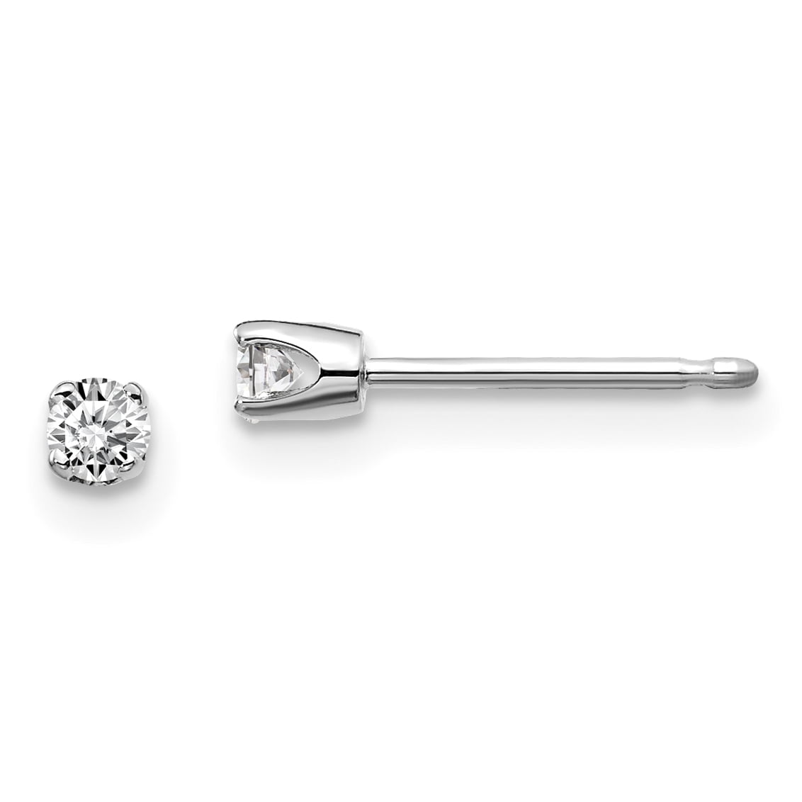 14kw .10ct I2 K-L Diamond Stud Push-on Post Earrings 14k White Gold ...
