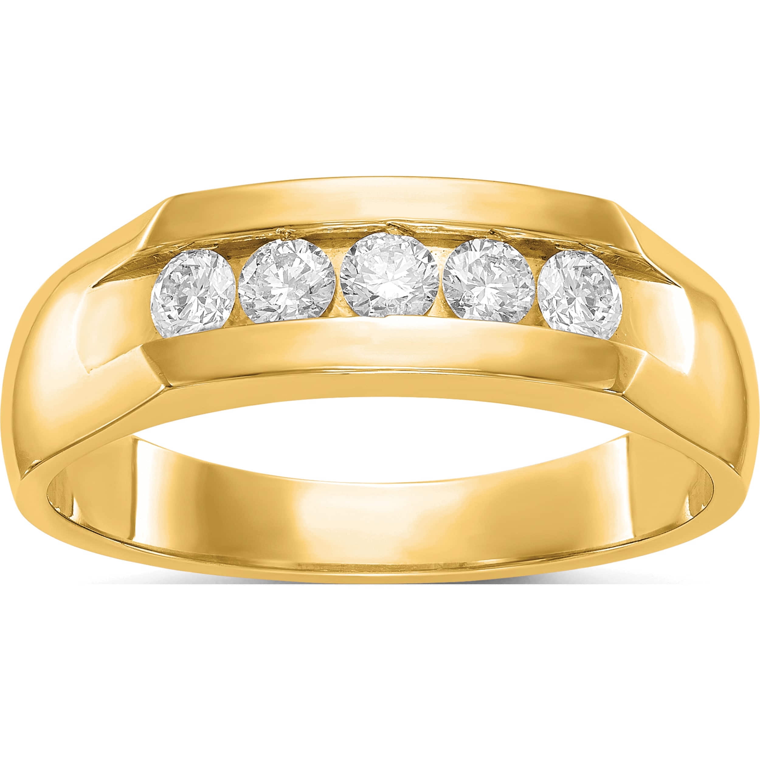 14ky Lab Grown Dia VS/SI Colorless 5-Stone Men's Channel Band - Walmart.com