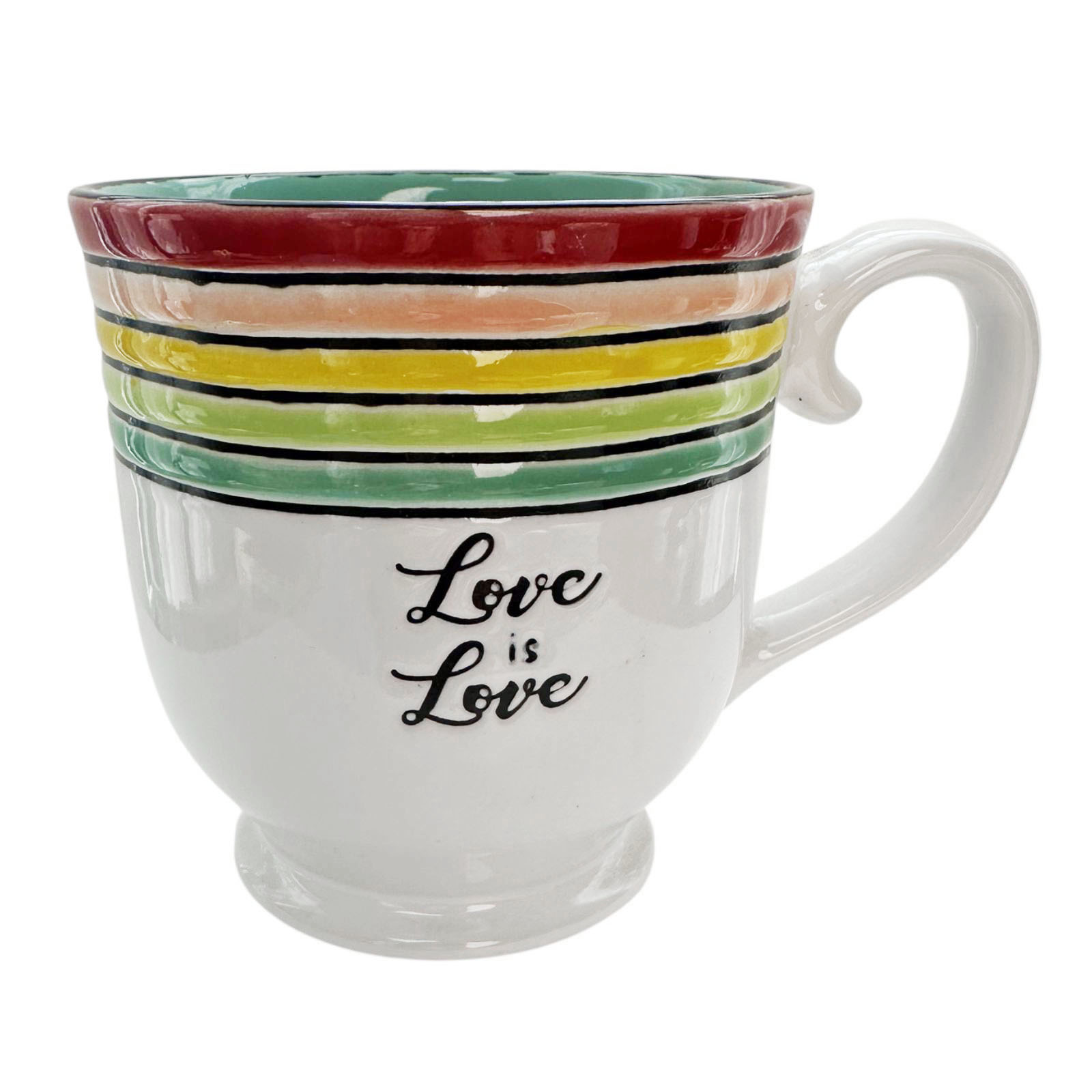 14oz Ceramic Coffee Mug for Office and Home, Love is Love Rainbow Mug ...
