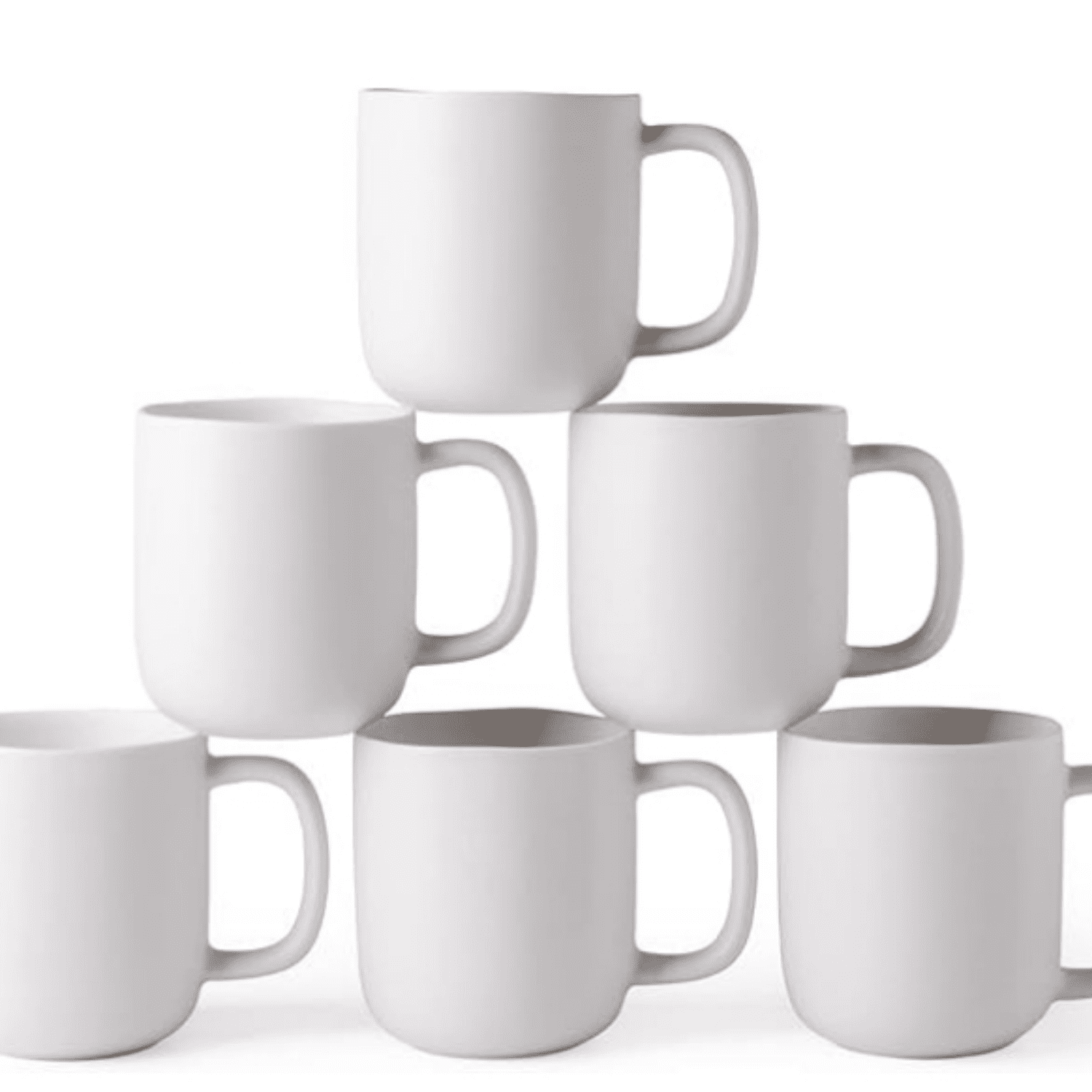 14oz Coffee Mugs Set of 6, Ceramic Coffee Mugs with Large Handle & Wavy ...