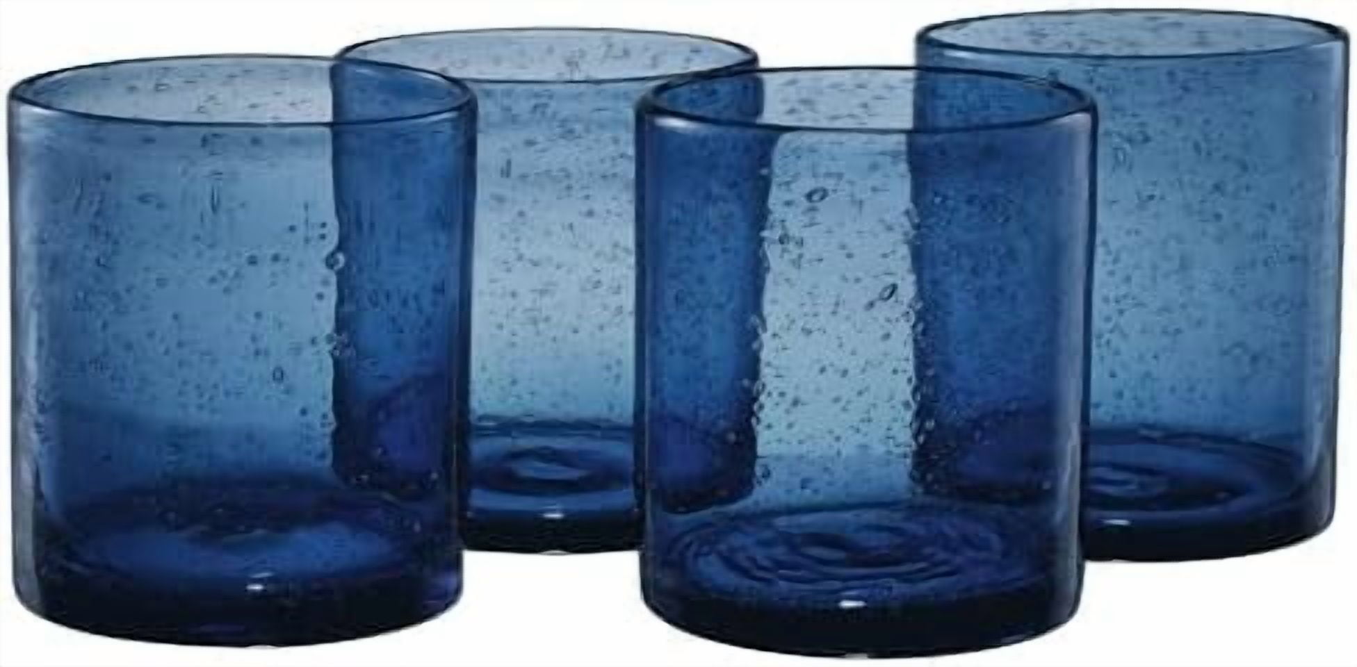 14oz Double Old Fashion Glass, Set of 4 | Iris Seeded Design, Slate ...
