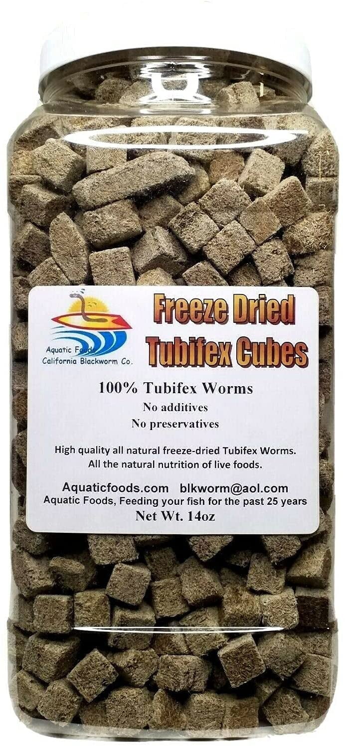 14oz Freeze Dried Tubifex Worm Cubes. 100% Tubifex Worms for All Tropical Fish, Marine Fish ...