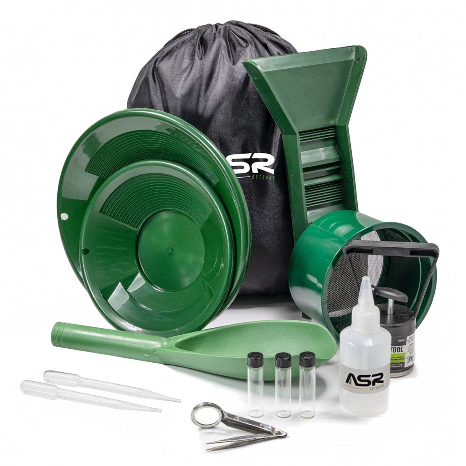 14pc ASR Outdoor Portable Gold Panning Kit with Drawstring Backpack and ...