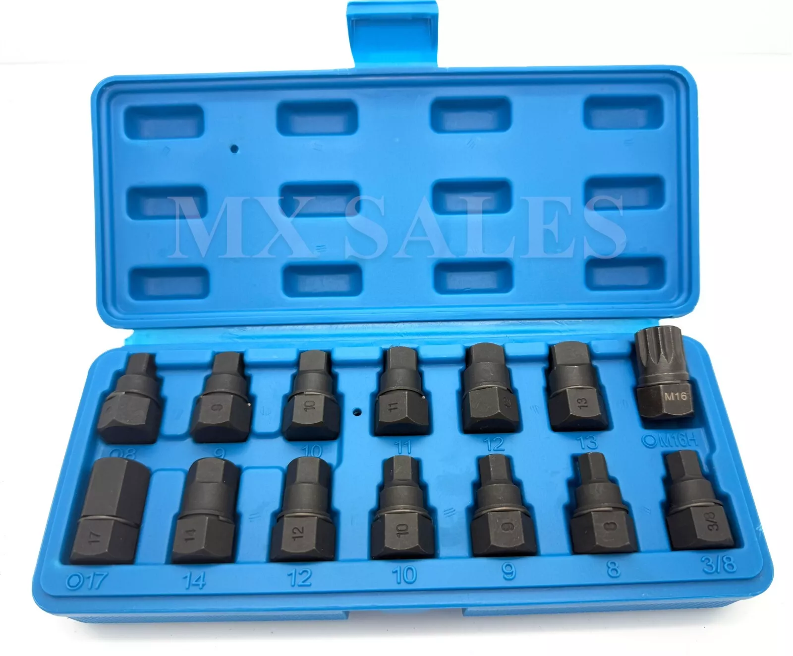 14pc Master Oil Drain Plug Key Set 3/8" Socket Drive Car Hex Square M16 ...