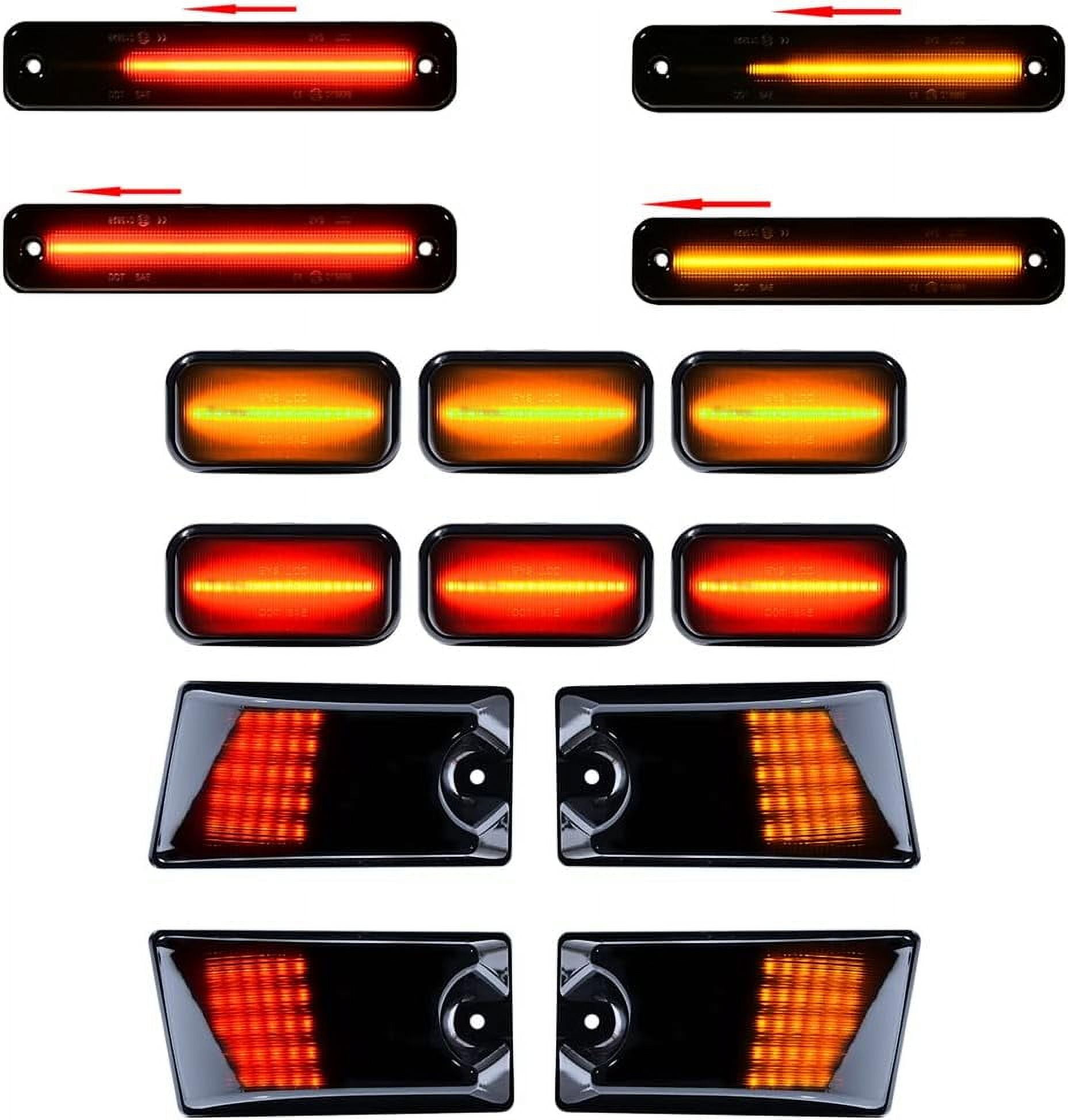 14pcs Astra Depot Smoked Lens Amber Red LED Cab Roof Light + Front Rear ...