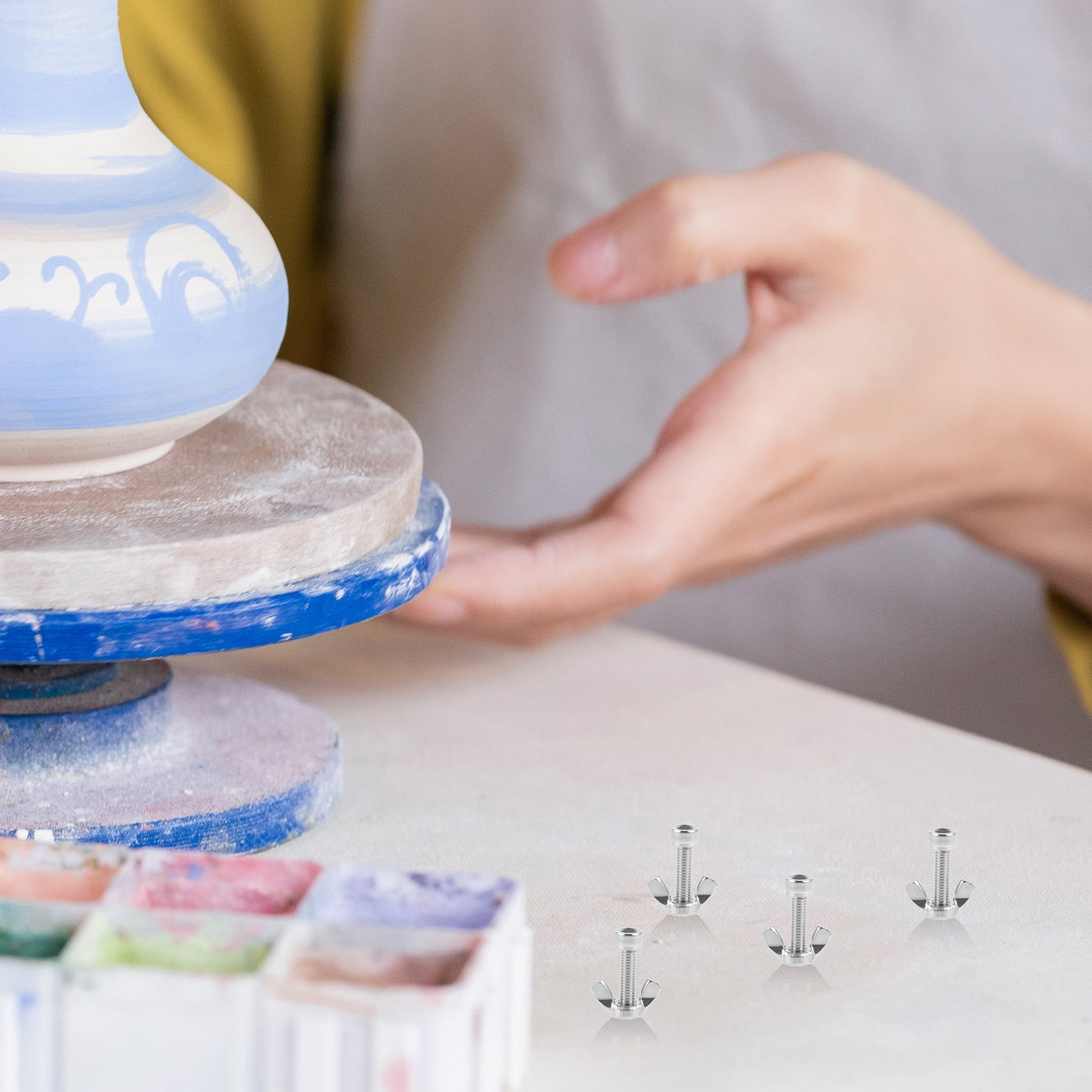 14pcs Bat Pins with Bolts and Wing Nuts Set Metal Pottery Wheel Bat Throwing Bat Pins Pottery ...