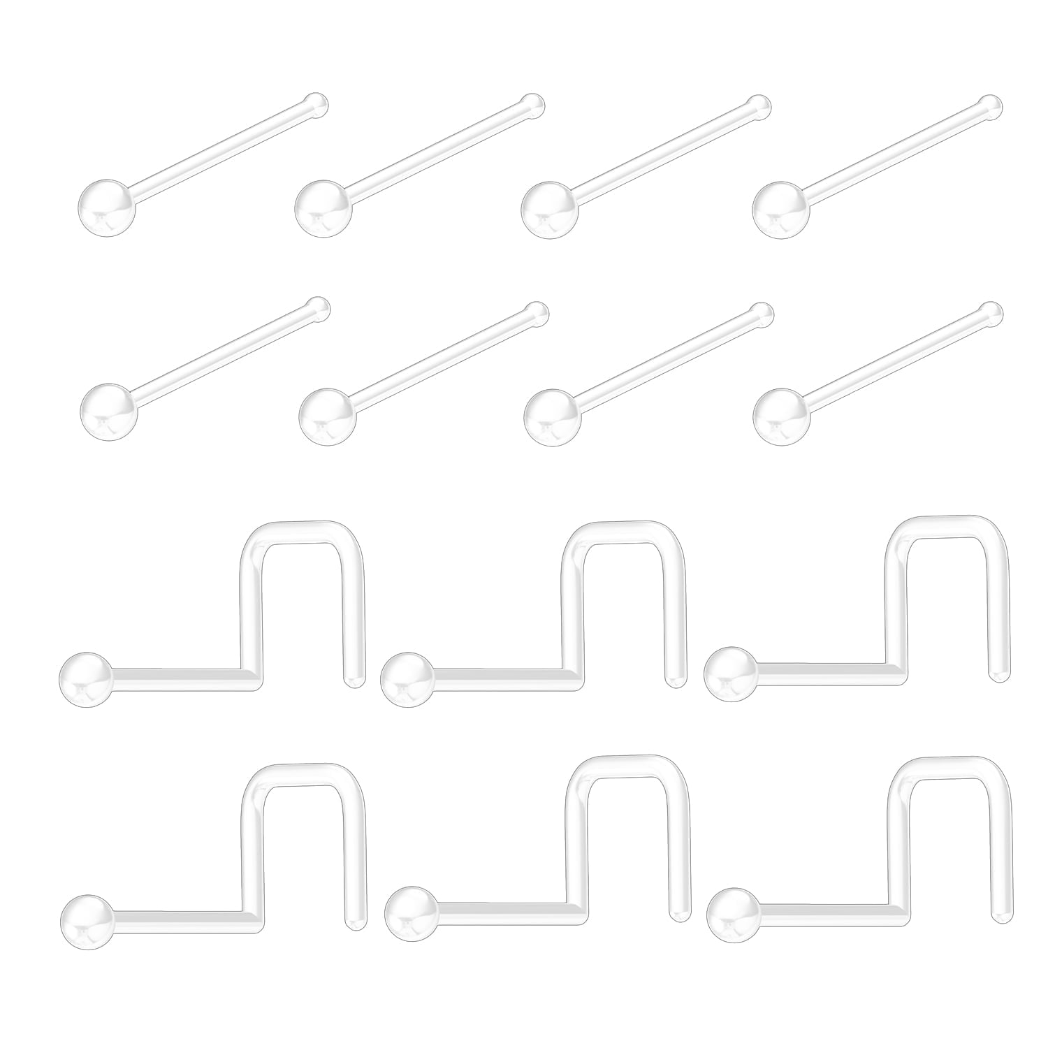 14pcs Clear Nose Rings, 20g Bioflex Nose Ring Retainer, Body Piercings ...