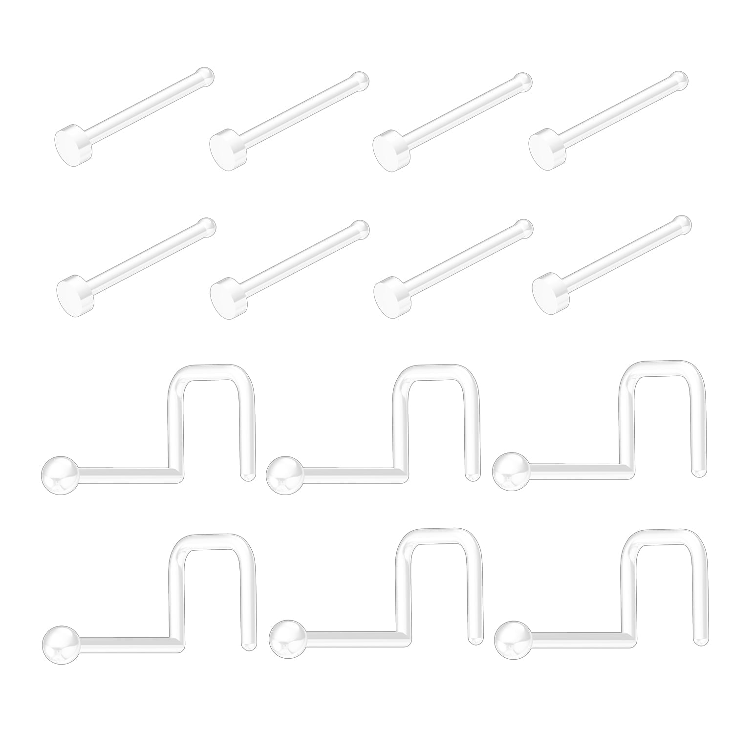 14pcs Clear Nose Rings, 20g Bioflex Nose Ring Retainer, Body Piercings ...