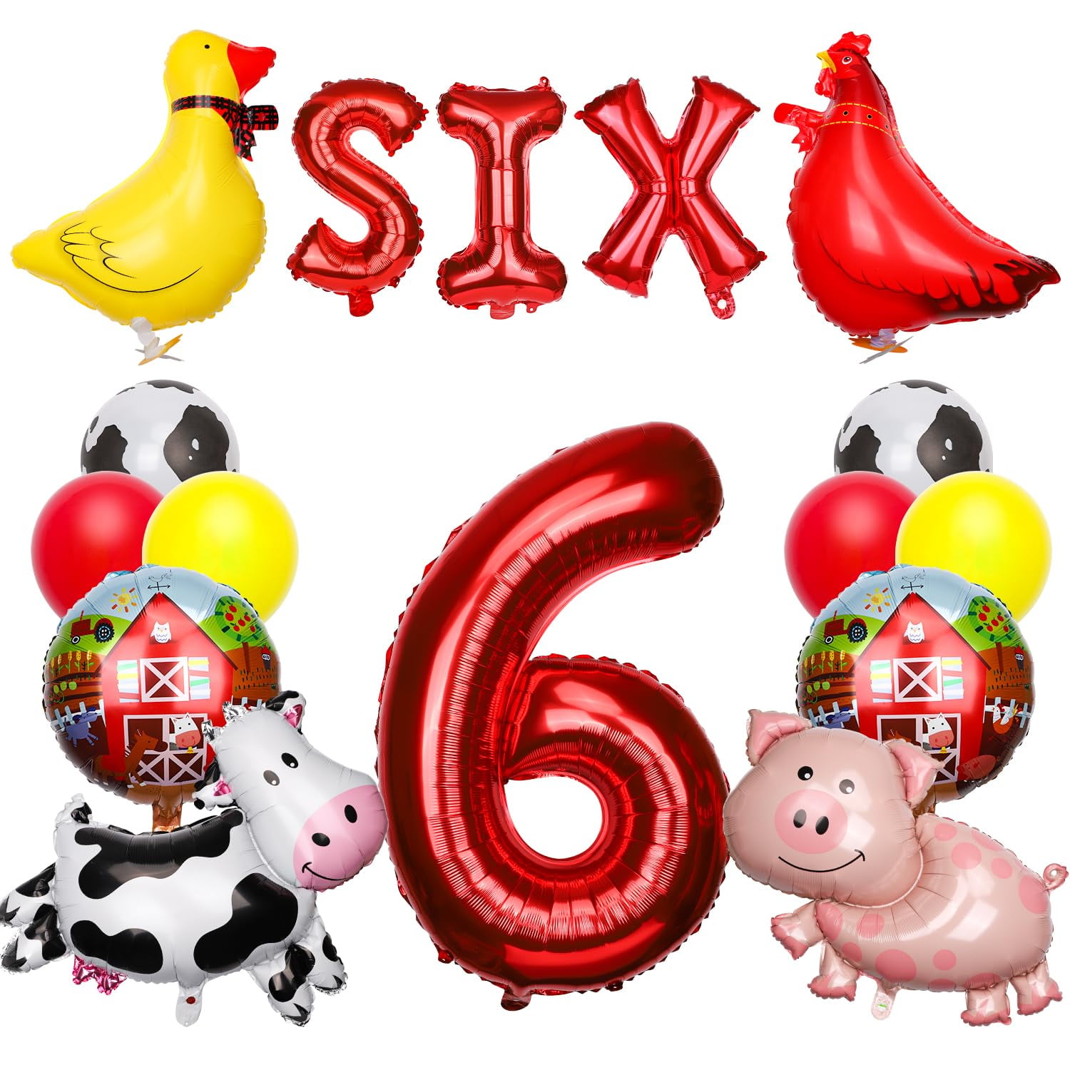 14pcs Farm Animal Balloon, Birthday Party KKS1 Balloons Farm Birthday ...