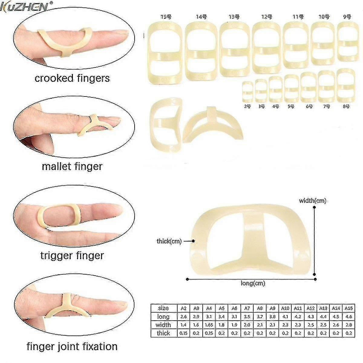14pcs Finger Splint Fixed Ring Adjustable Broken Finger Joint Stabilizer Finger Splint Protector ...