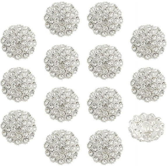 14pcs Flower Rhinestone Buttons 1-Hole Alloy Shank Buttons for Handmade ...