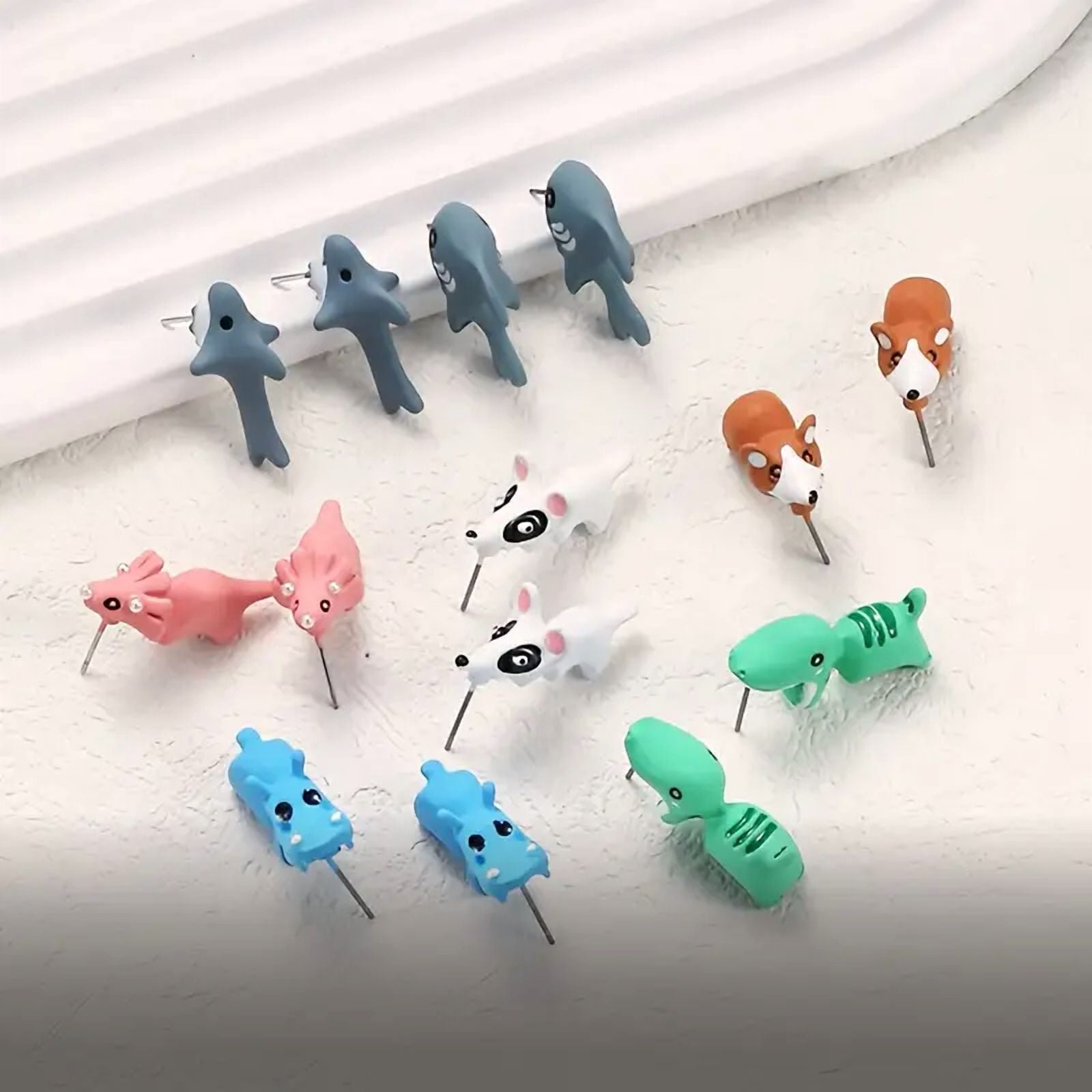 14pcs Fun Clay-bite Jewelry Cute Animal Earring Set - Dinosaur, Puppy ...