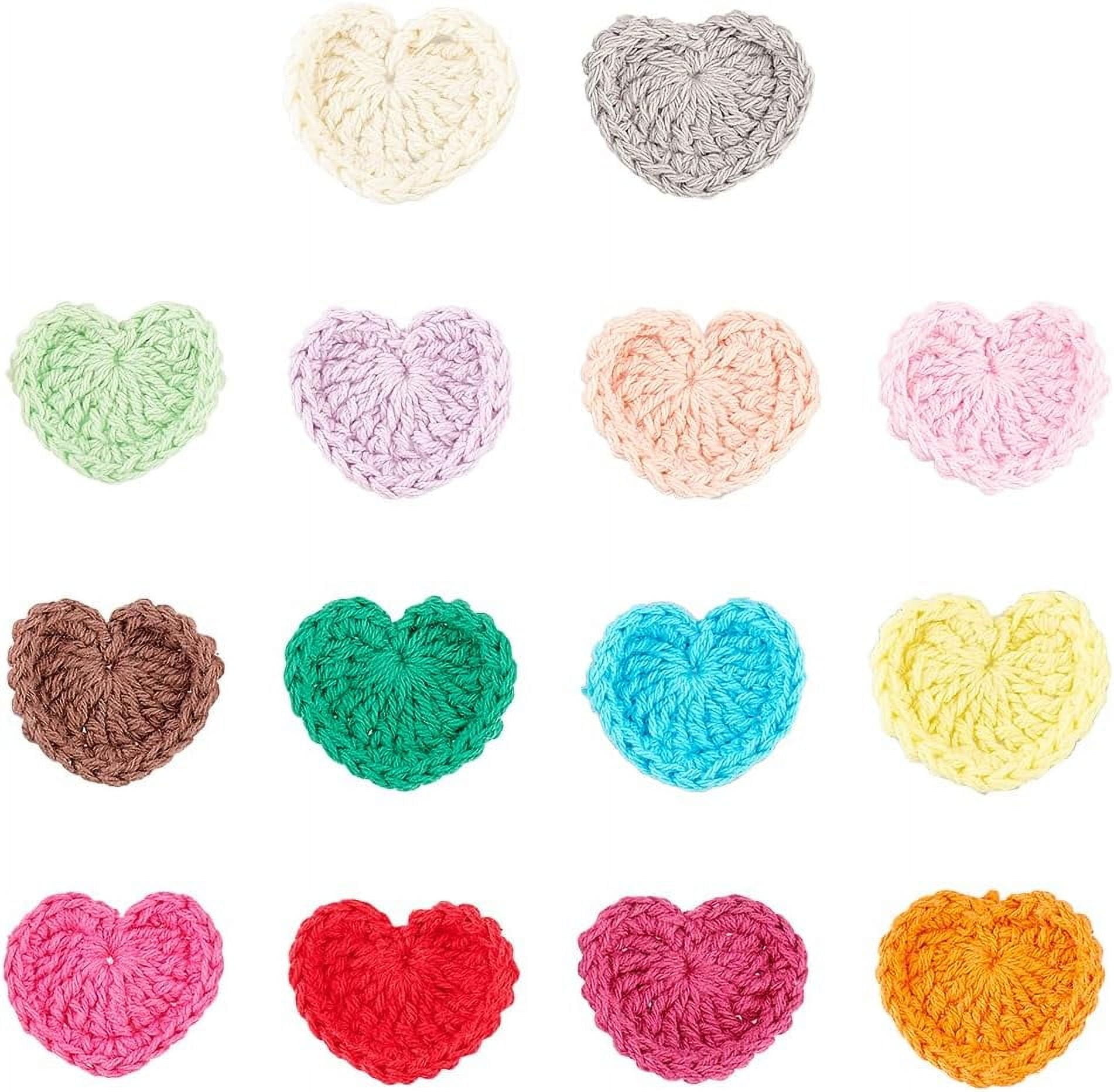 14pcs Heart Shaped Crochet Applique Patches - 1.2x1.3 inch Handmade ...