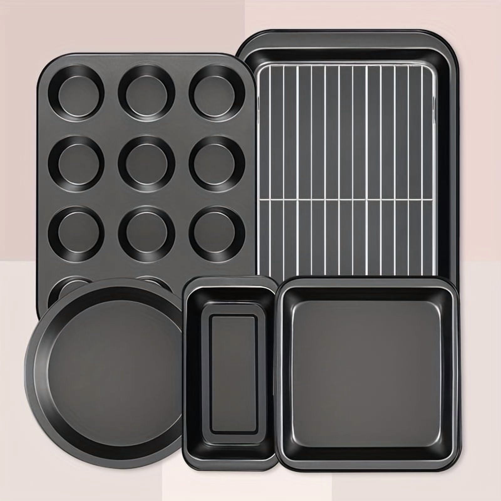14pcs Heavy-Duty Nonstick Bakeware Set with Rack - Cookie/Cake/Muffin ...