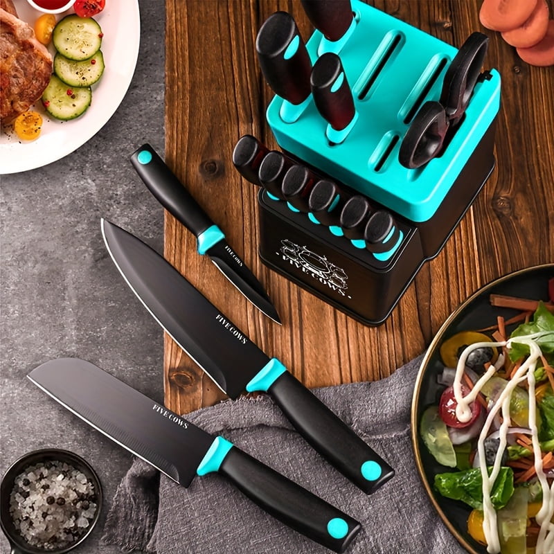 14pcs Heavy-Duty Professional Kitchen Knife Set with Sharpener & Block ...