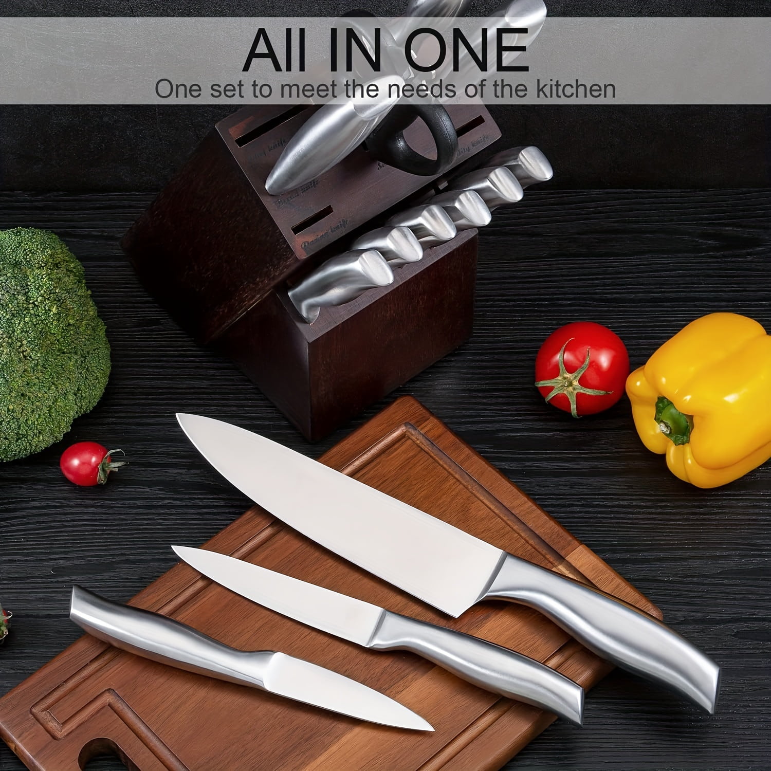 14pcs Kitchen Knife Collection with Self-Sharpening Block - High Carbon ...