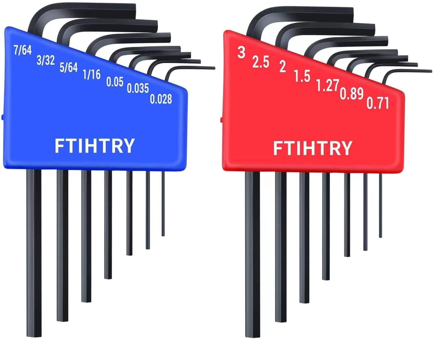 14pcs Mini Hex Key Allen wrench Set, Metric(0.7-3mm) and SAE(0.028-7/64 ...