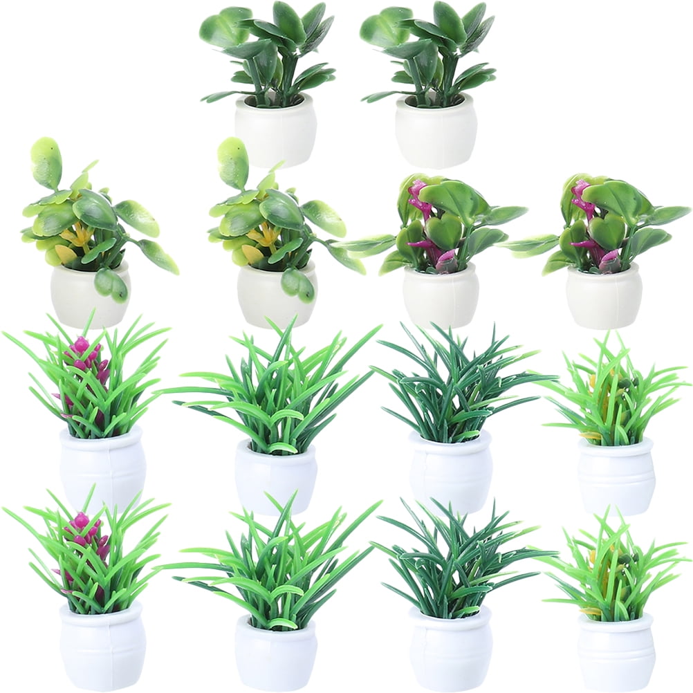14pcs Miniature Potted Plant Desktop Realistic Bonsai Decor Miniature ...