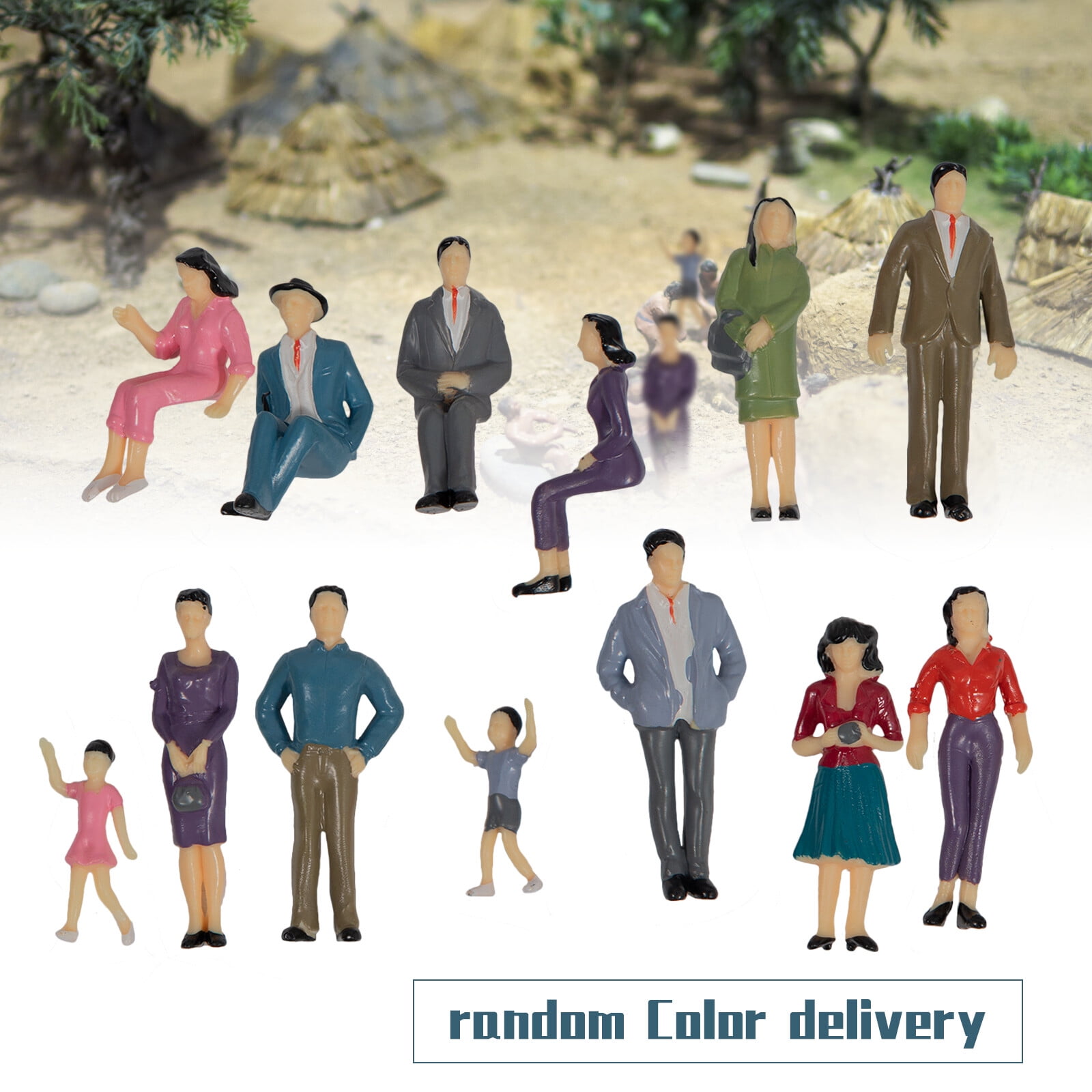 14pcs Model Trains 1:25 Miniature Painted Figures G Scale People Stand ...