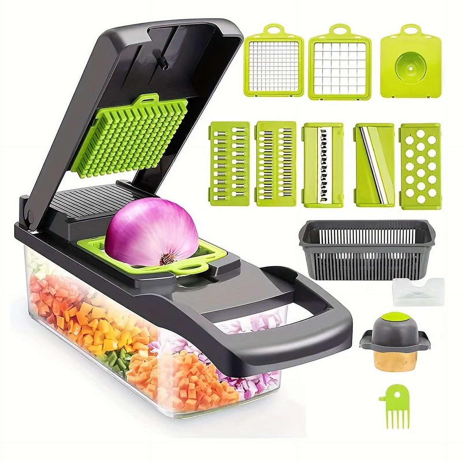 14pcs Multifunctional Vegetable Chopper Set - Stainless Steel Manual ...