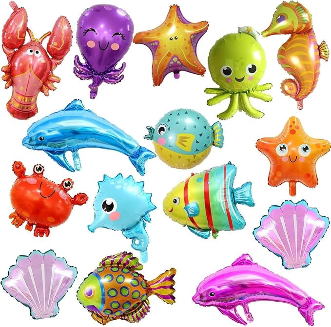 Ocean Animal Foil Balloons Party Decorations Baby Shower Pool Party ...