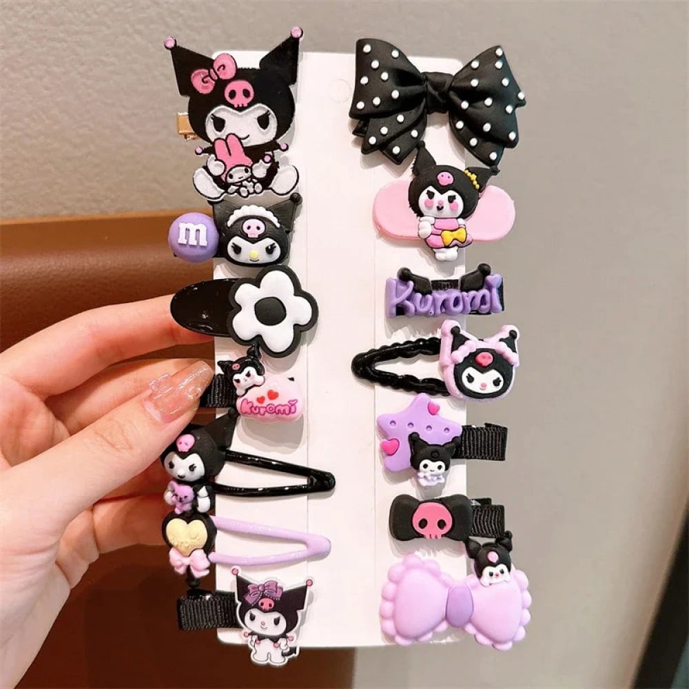 14pcs Sanrio Kuromi Cute Hairclip Headwear For Girls Anime Cartoon ...