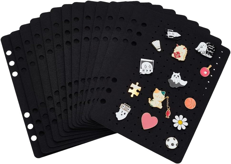 14pcs Soft Cloth Enamel Pin Display Book Classic Black Brooch ...