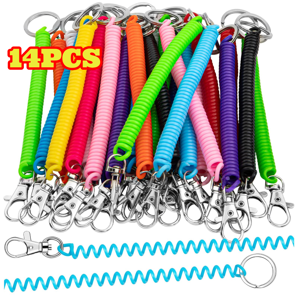 14pcs Spiral Retractable Spring Coil with Metal Lobster Clasp ...
