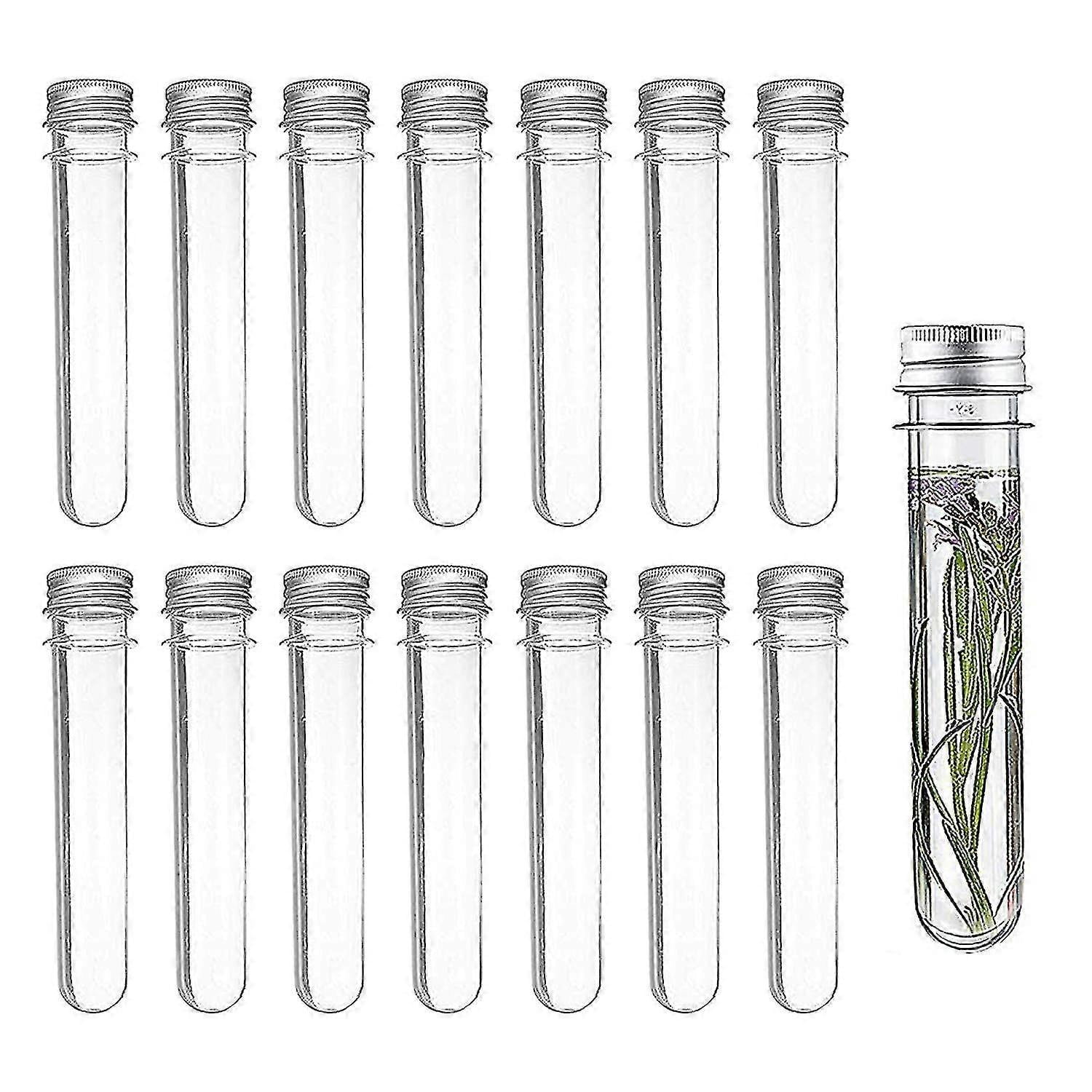 14pcs Test Tubes Plastic Transparent Test Tubes With Aluminum Lids ...