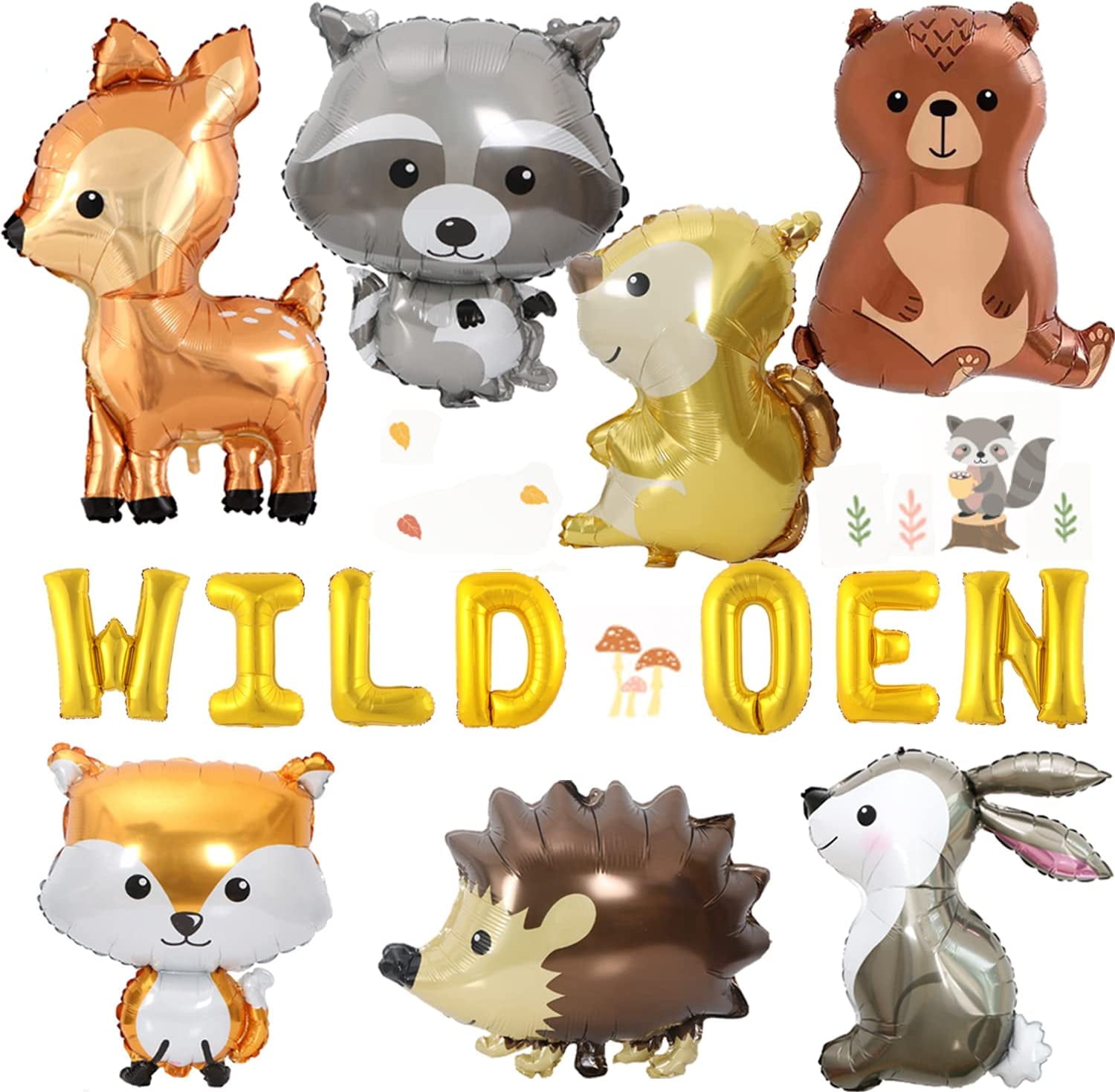 14pcs Wild One Balloons Woodland Party Supplies Animal Birthday ...