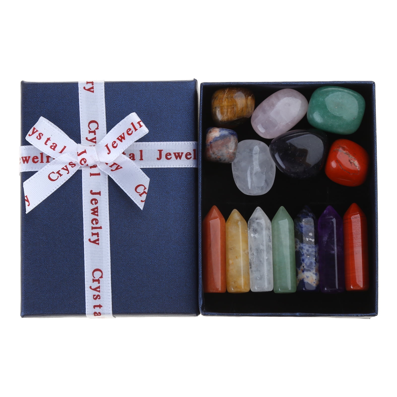 14pcs/set Chakras Hexagonal Column Combination Set Natural Crystal ...