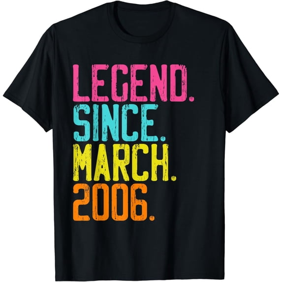 14th Birthday Gifts Legend Since March 2006 T-Shirt Vintage Tee ...