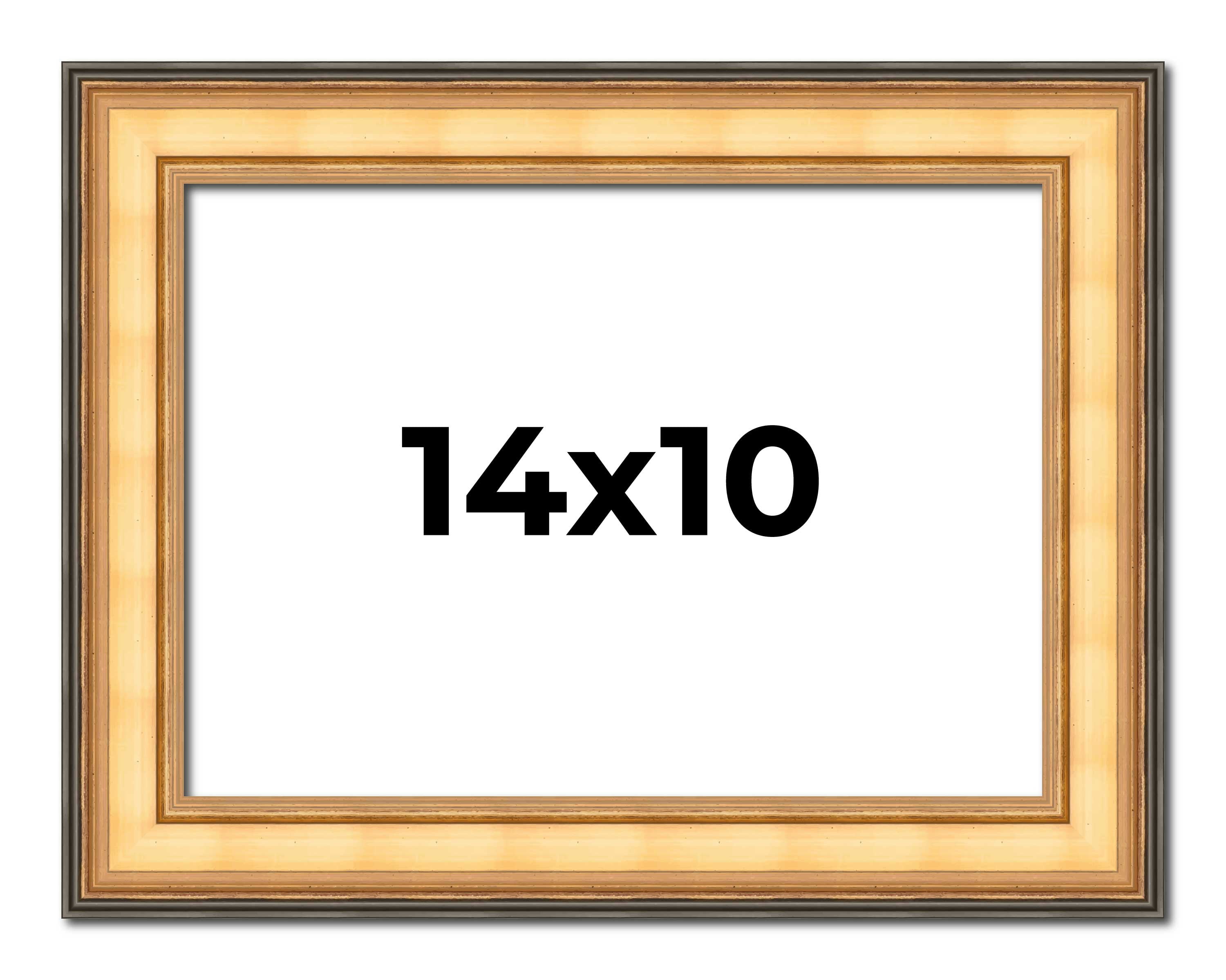 14x10 Frame Gold Plein Aire Solid Wood Picture Frame Width 2 Inches ...