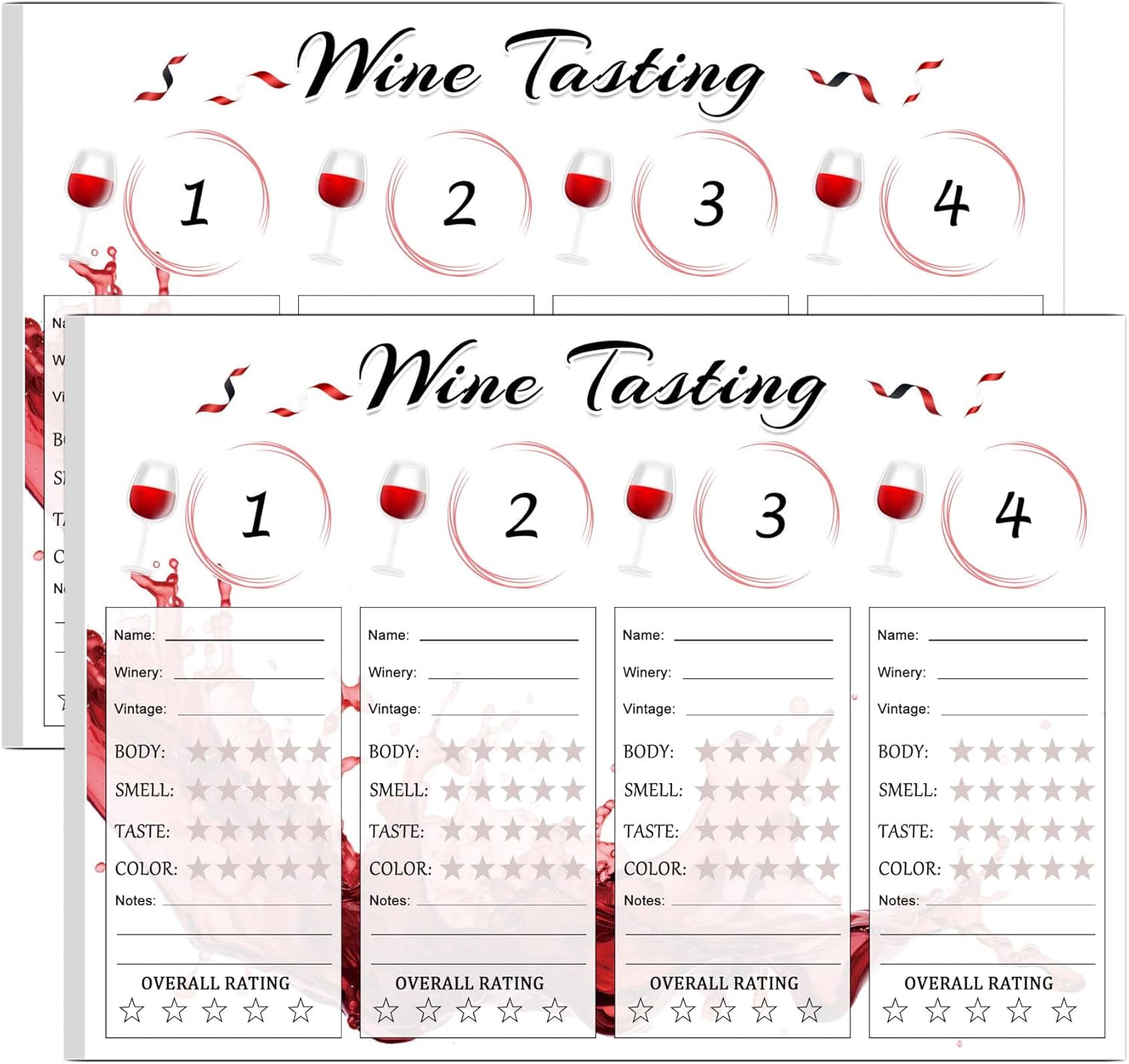 14x10 inch Wine Tasting Place Mats Notepad Wine Score Rating Sheet for ...